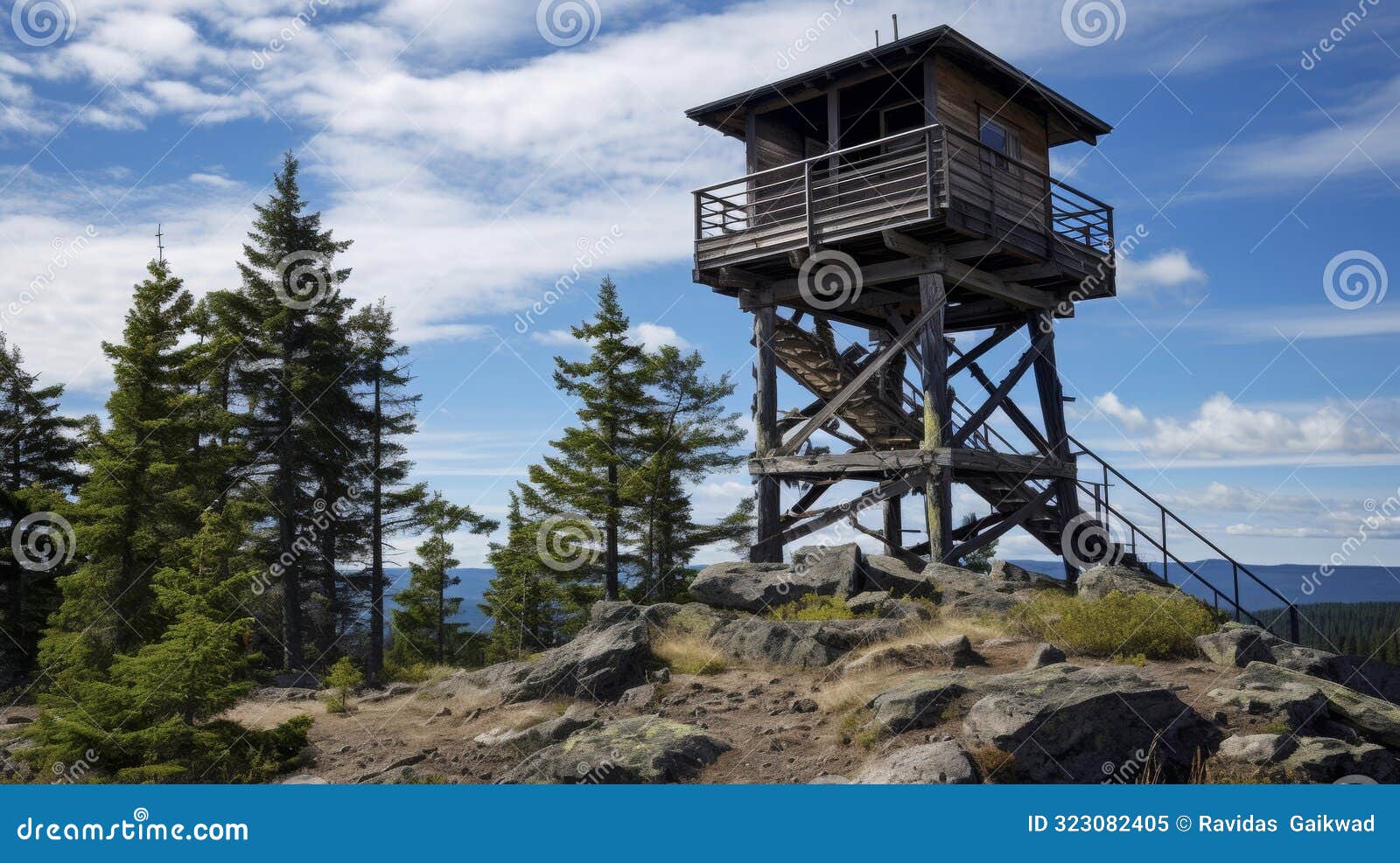 Weathered Old Fire Lookout Tower Stock Photo | CartoonDealer.com #323082405