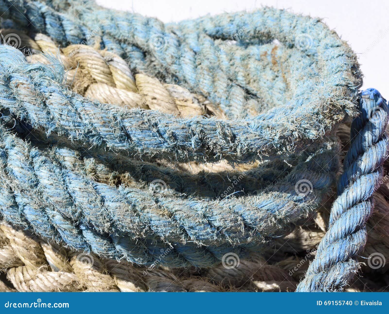 Weathered, Old Nautical Ropes Stock Photo - Image of weathered, blue ...