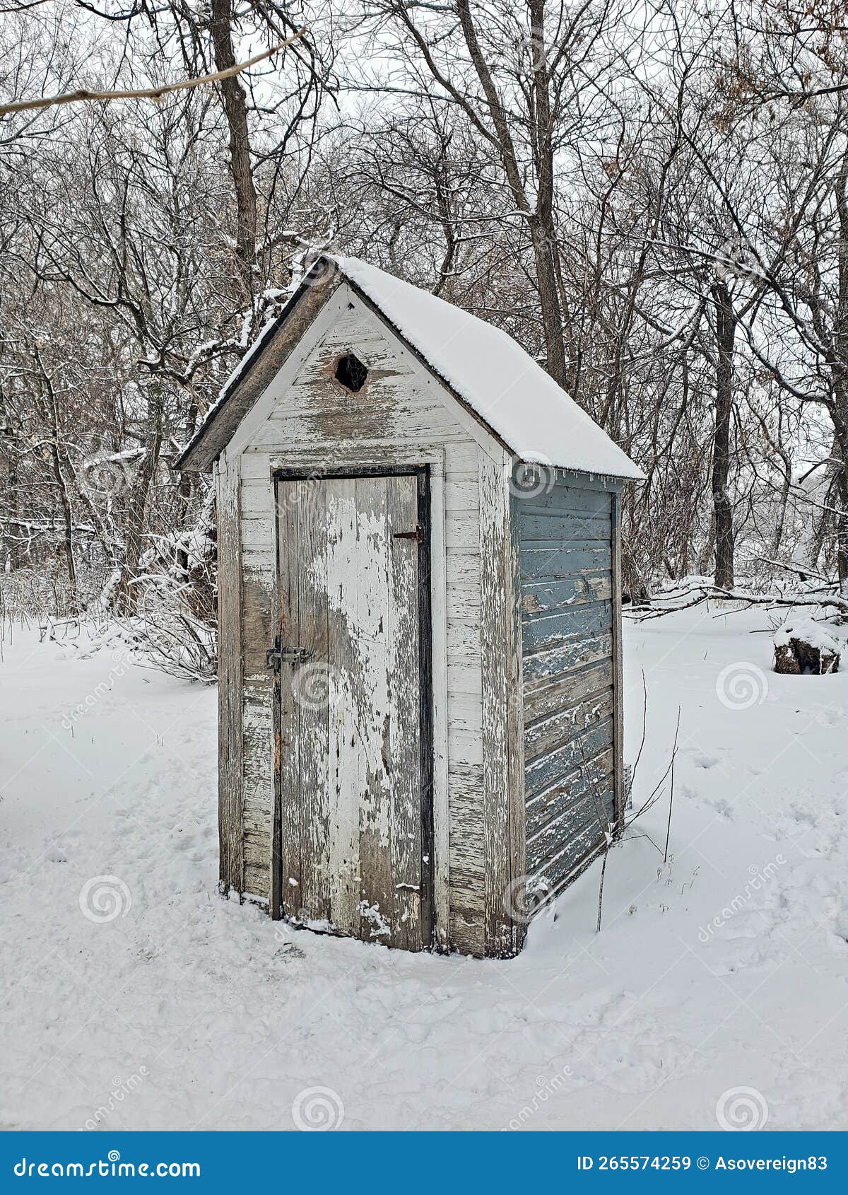 Weathered Old Outhouse in the Winter Snow. Stock Image - Image of ...