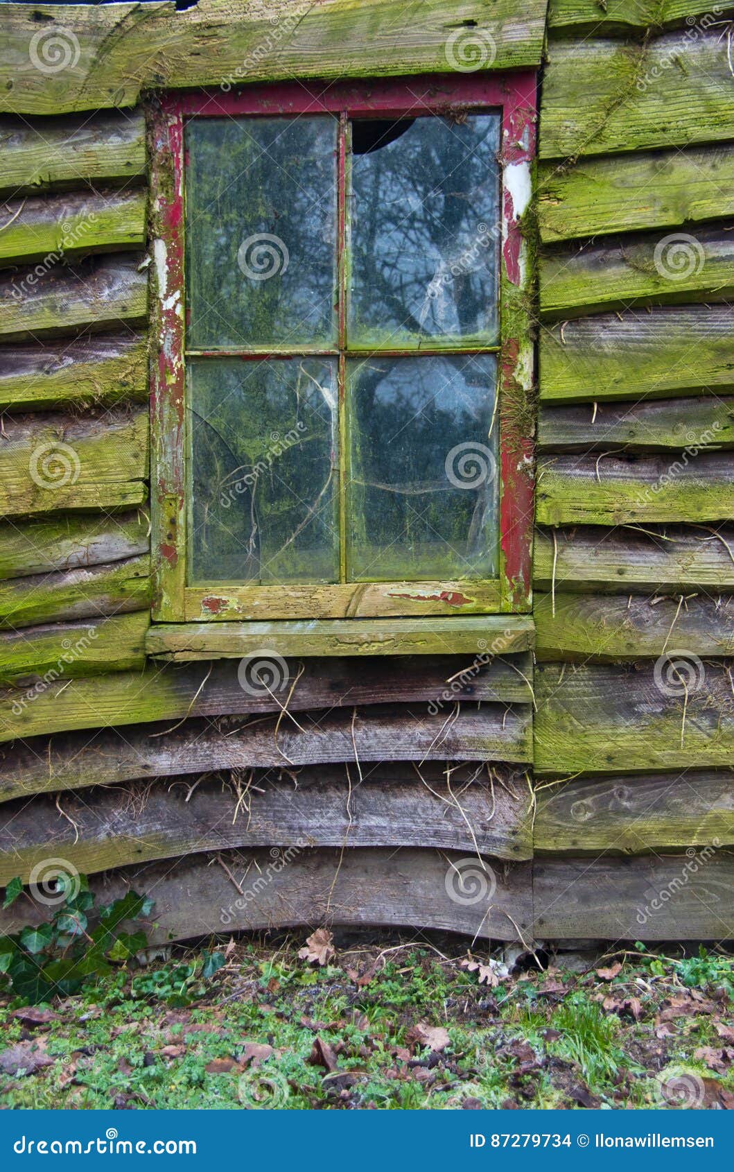 Weathered Old Shed with Window Stock Photo - Image of place, reflection ...