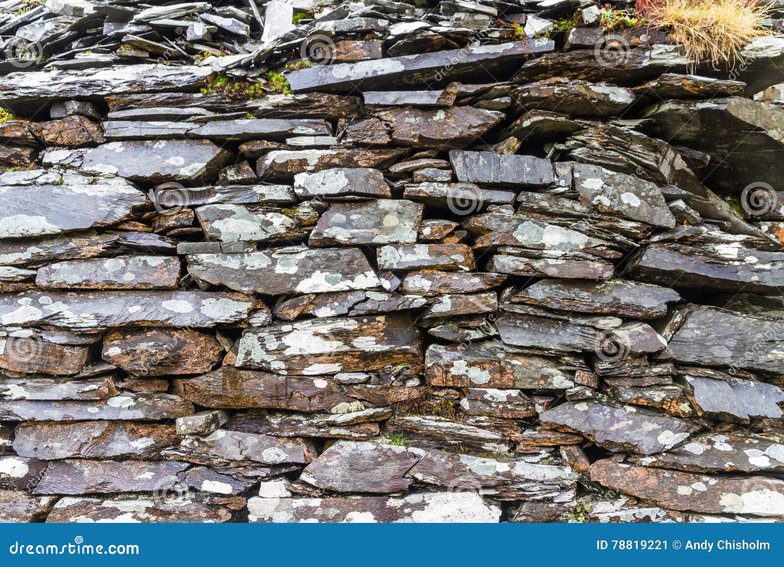Weathered Old Slate Wall Background Stock Image - Image of natural ...