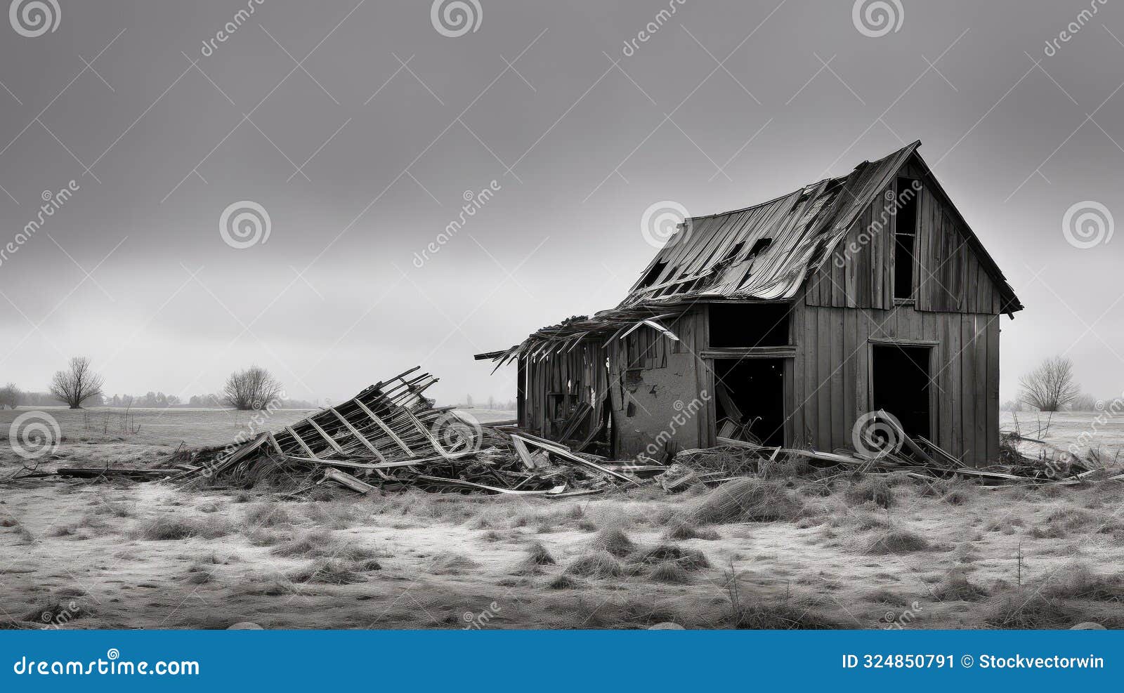 Weathered old timber frame stock illustration. Illustration of ...