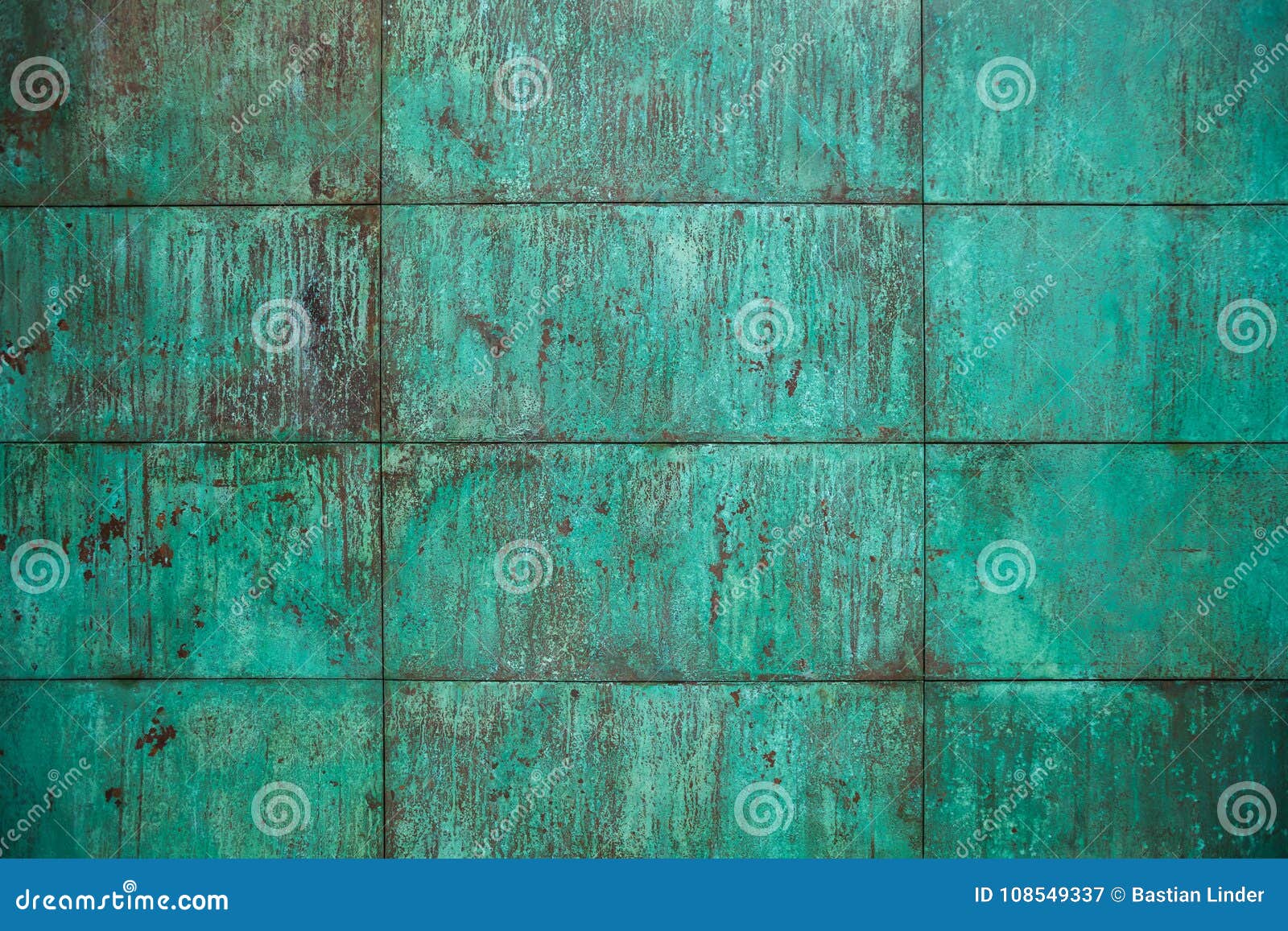 Weathered, Oxidized Copper Wall Structure Stock Image - Image of ...