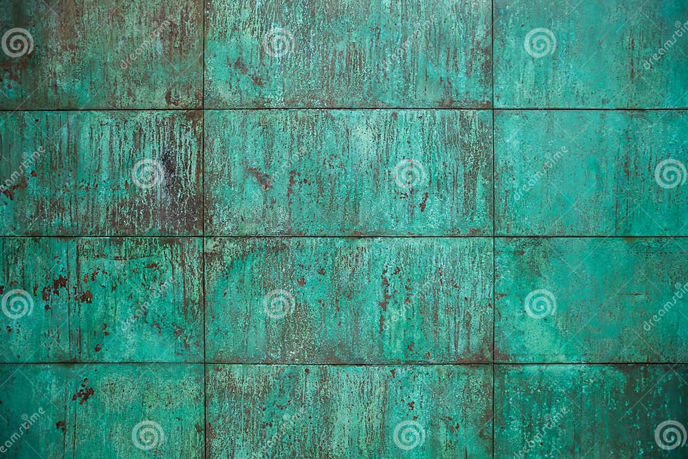 Weathered, Oxidized Copper Wall Structure Stock Image - Image of ...