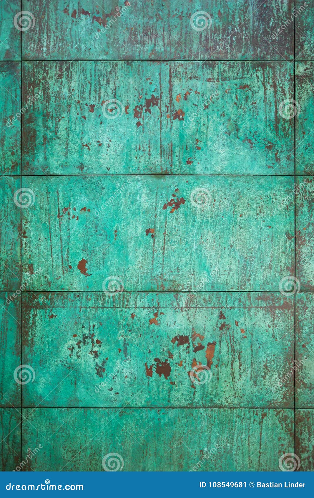Weathered, Oxidized Copper Wall Structure Stock Image - Image of ...