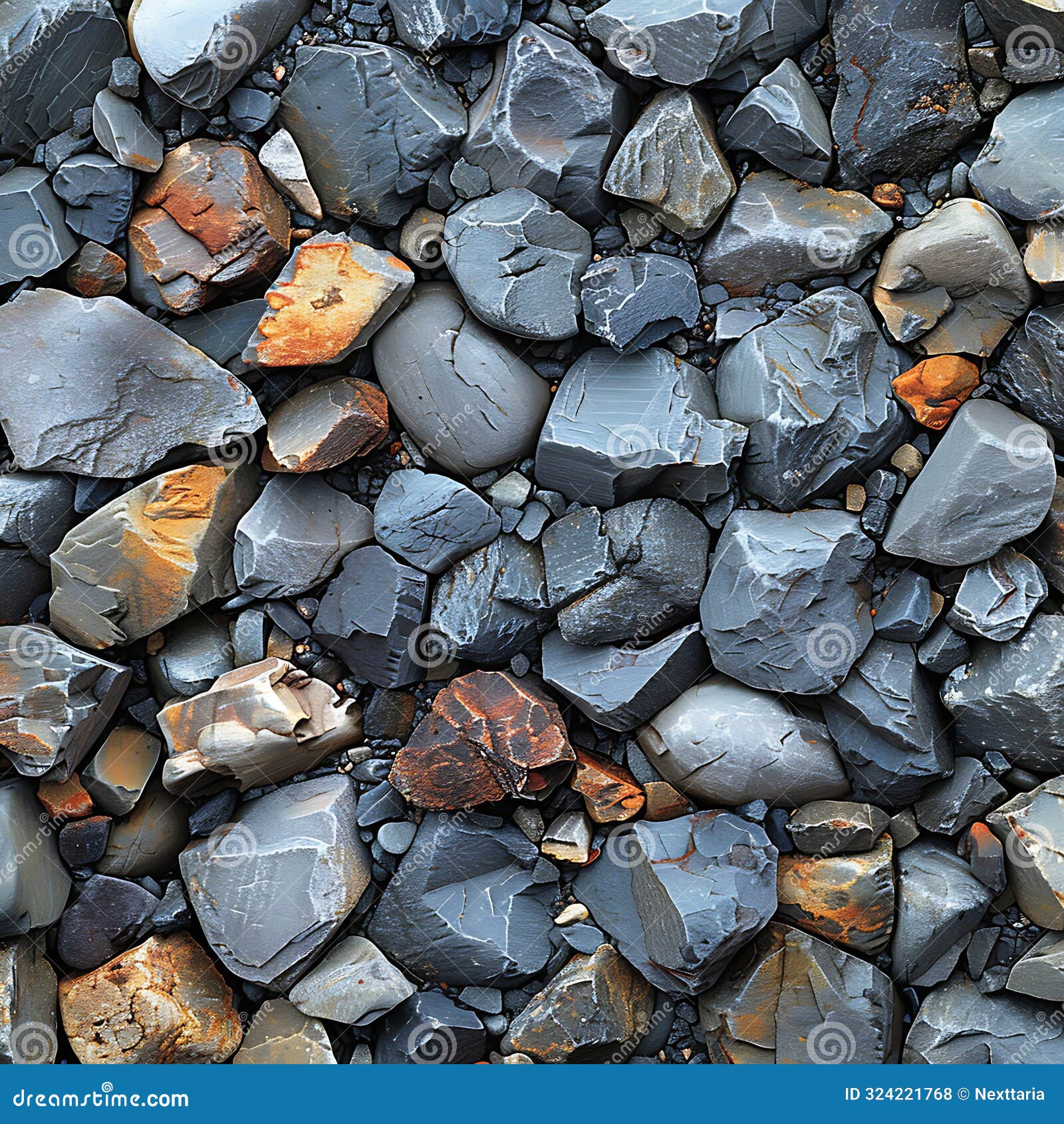 Weathered Pebble Beach Top View Stock Illustration - Illustration of ...