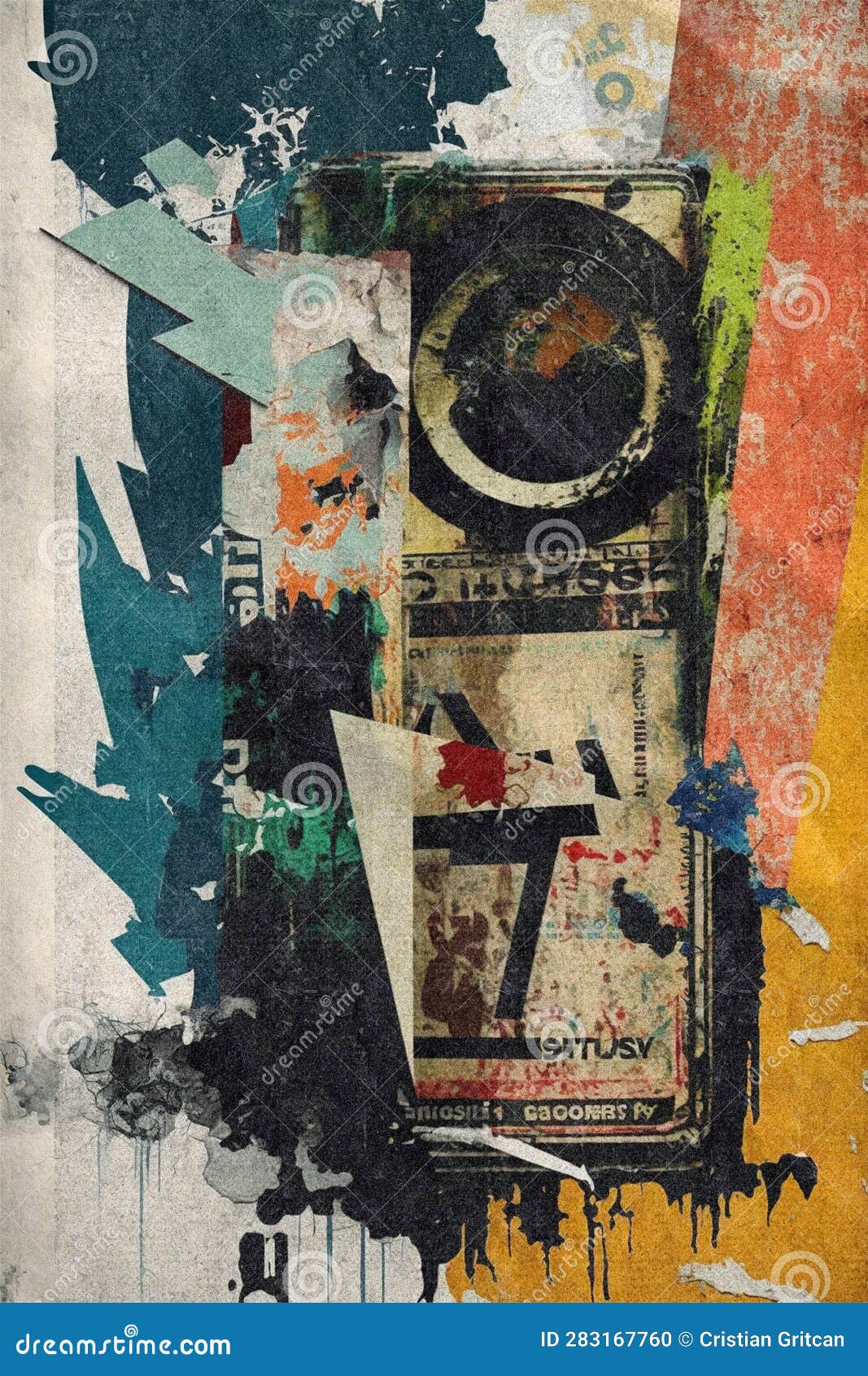 Abstract Distressed Collage Art Anti Design Background High Resolution ...