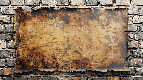 A Weathered, Rectangular Sign Hangs on a Stone Wall. Stock Illustration ...