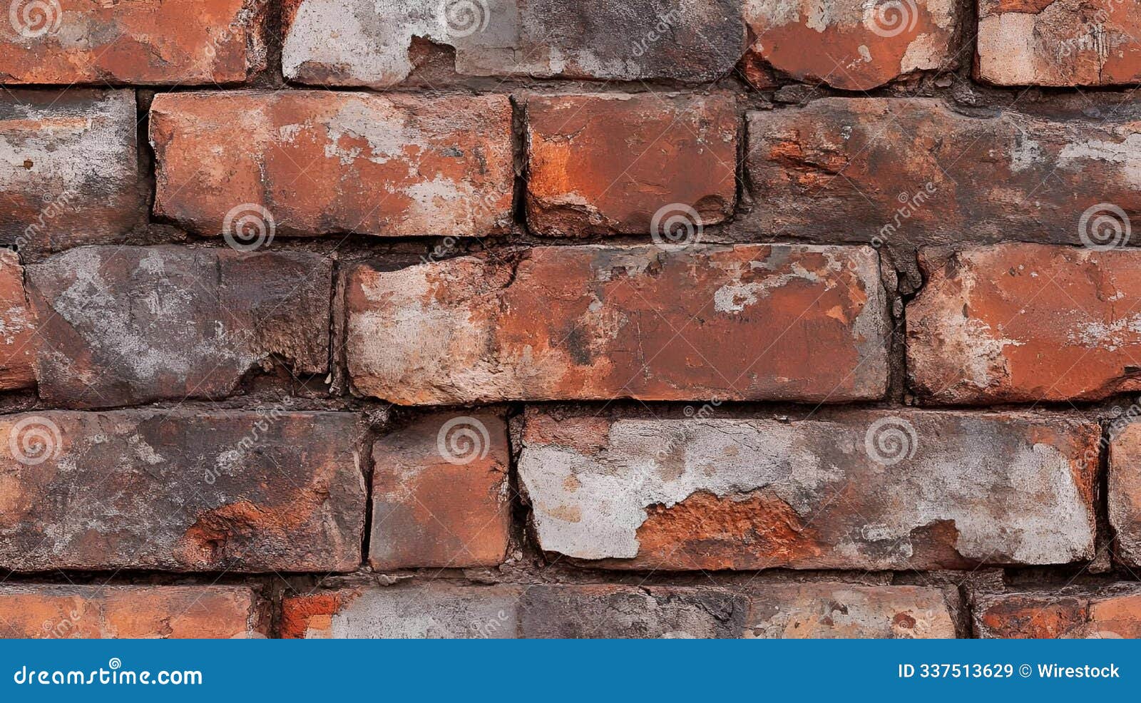 Weathered Red Brick Wall Showing Texture and Aging. Stock Image - Image ...