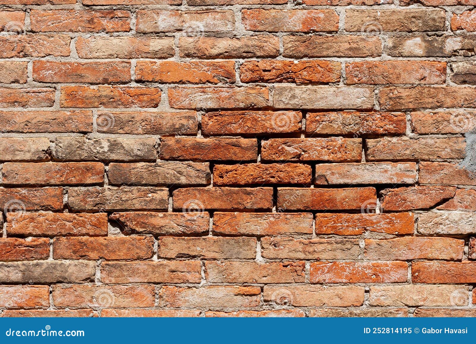 Weathered red brick wall stock image. Image of brown - 252814195