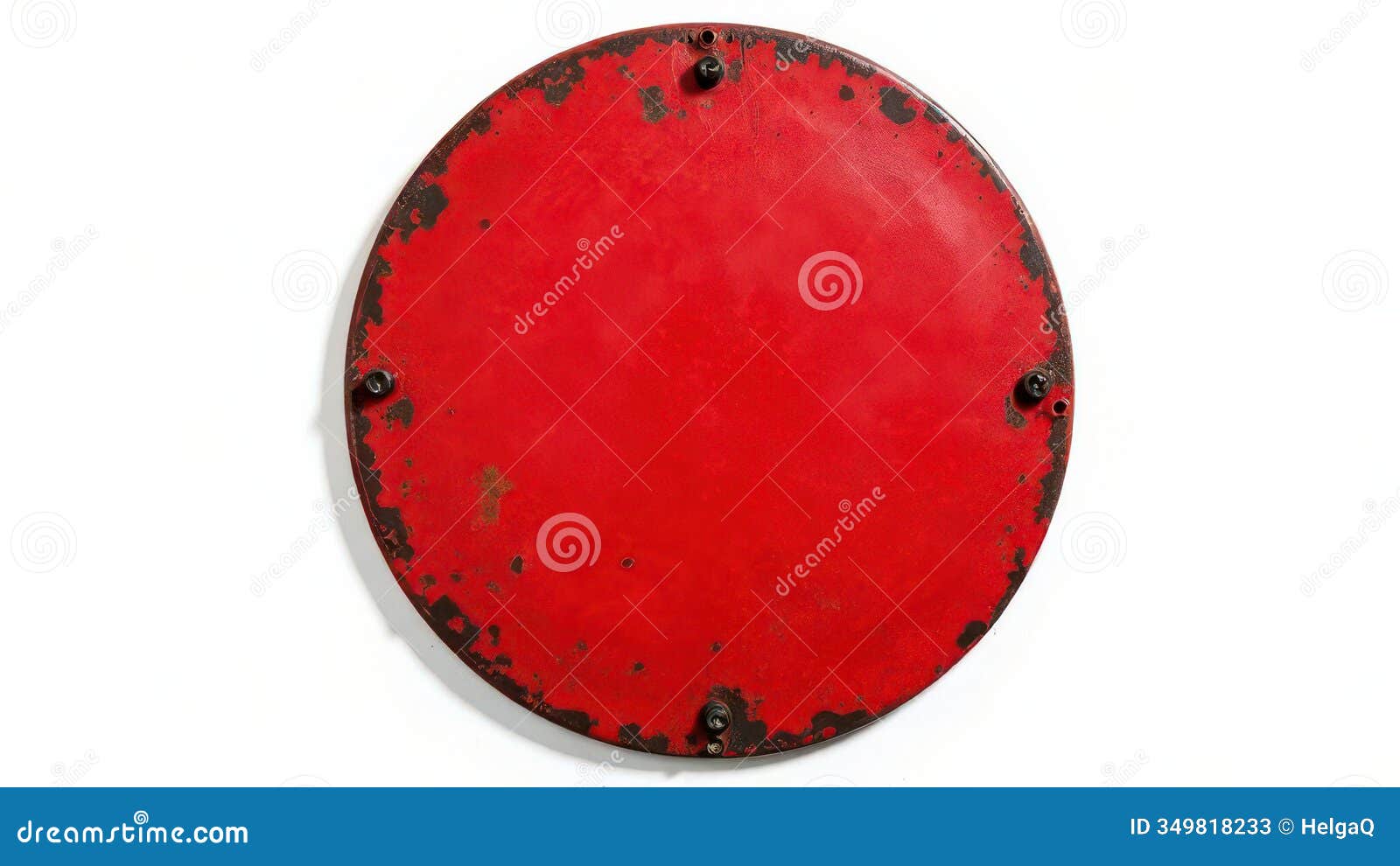 Weathered Red Circular Metal Object with Rusty Texture on White ...