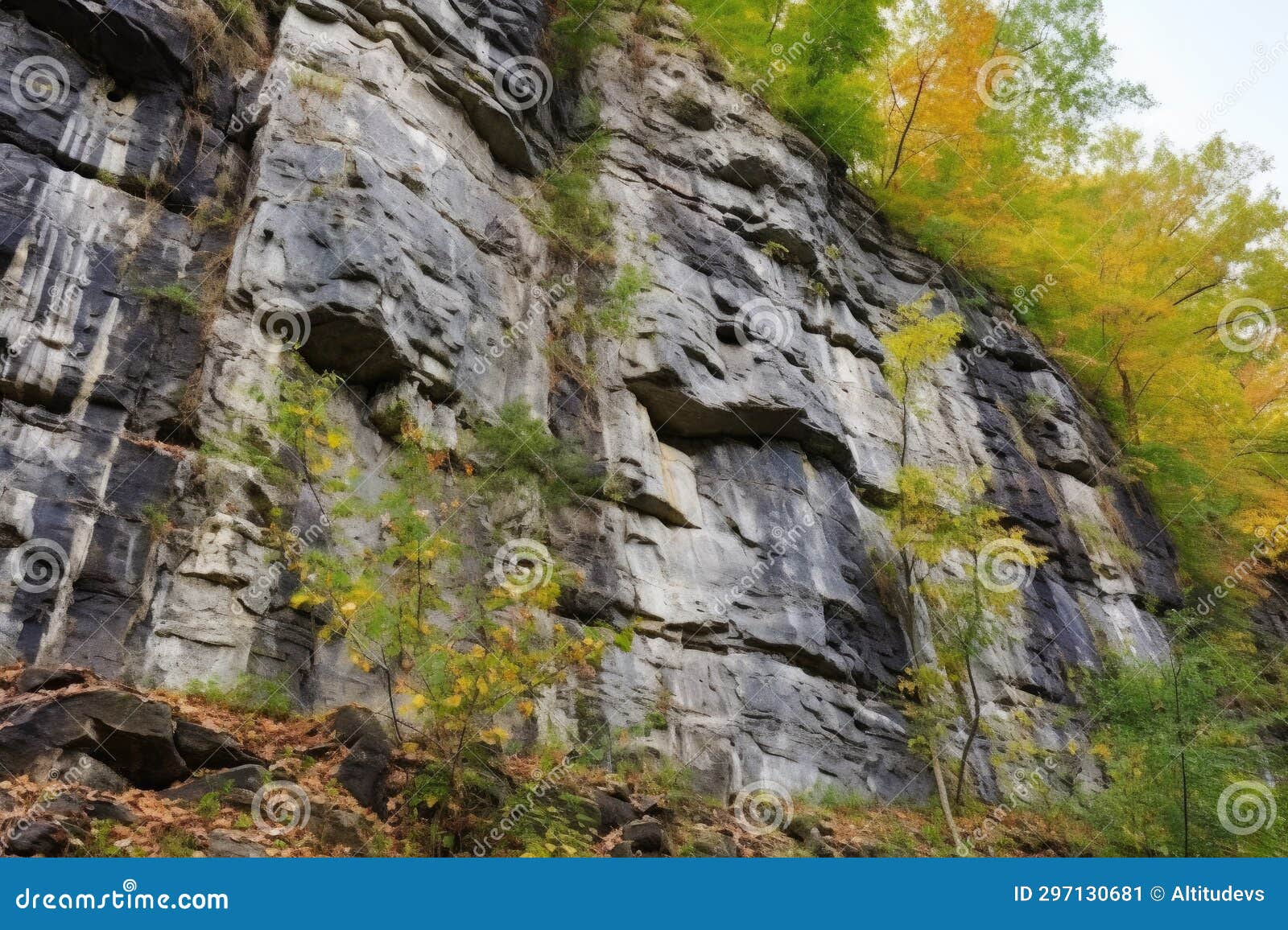 Weathered Rock Face with Visible Climbing Holds Stock Image - Image of ...