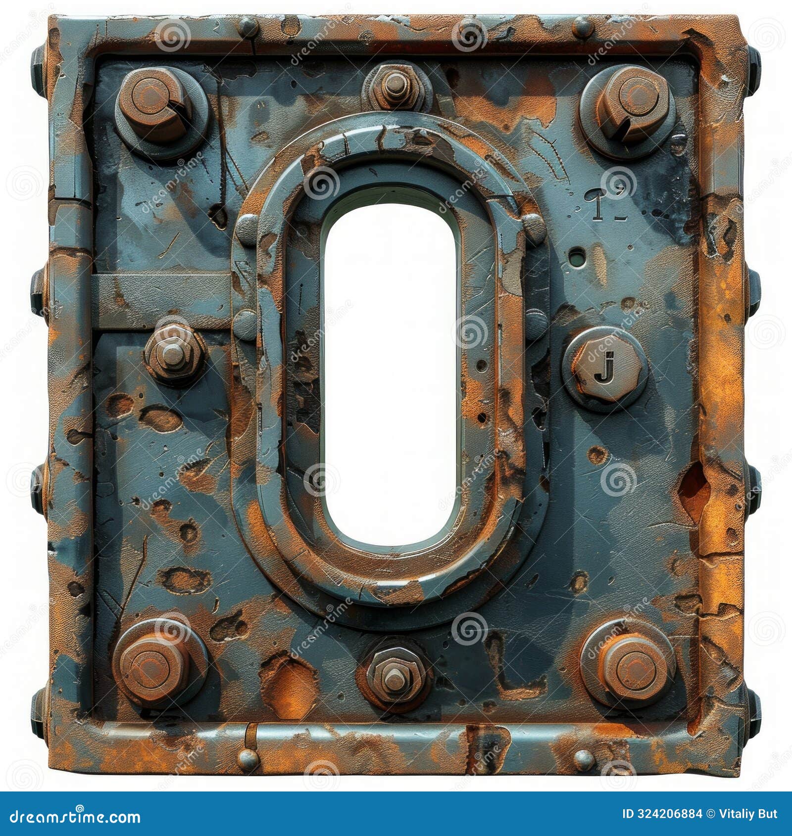 Weathered and Rusty Letter O Sits Alone on a Stark White Background ...