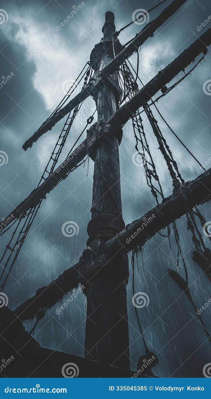 Weathered Ship Mast during Storm with Dark Sky Stock Image - Image of ...