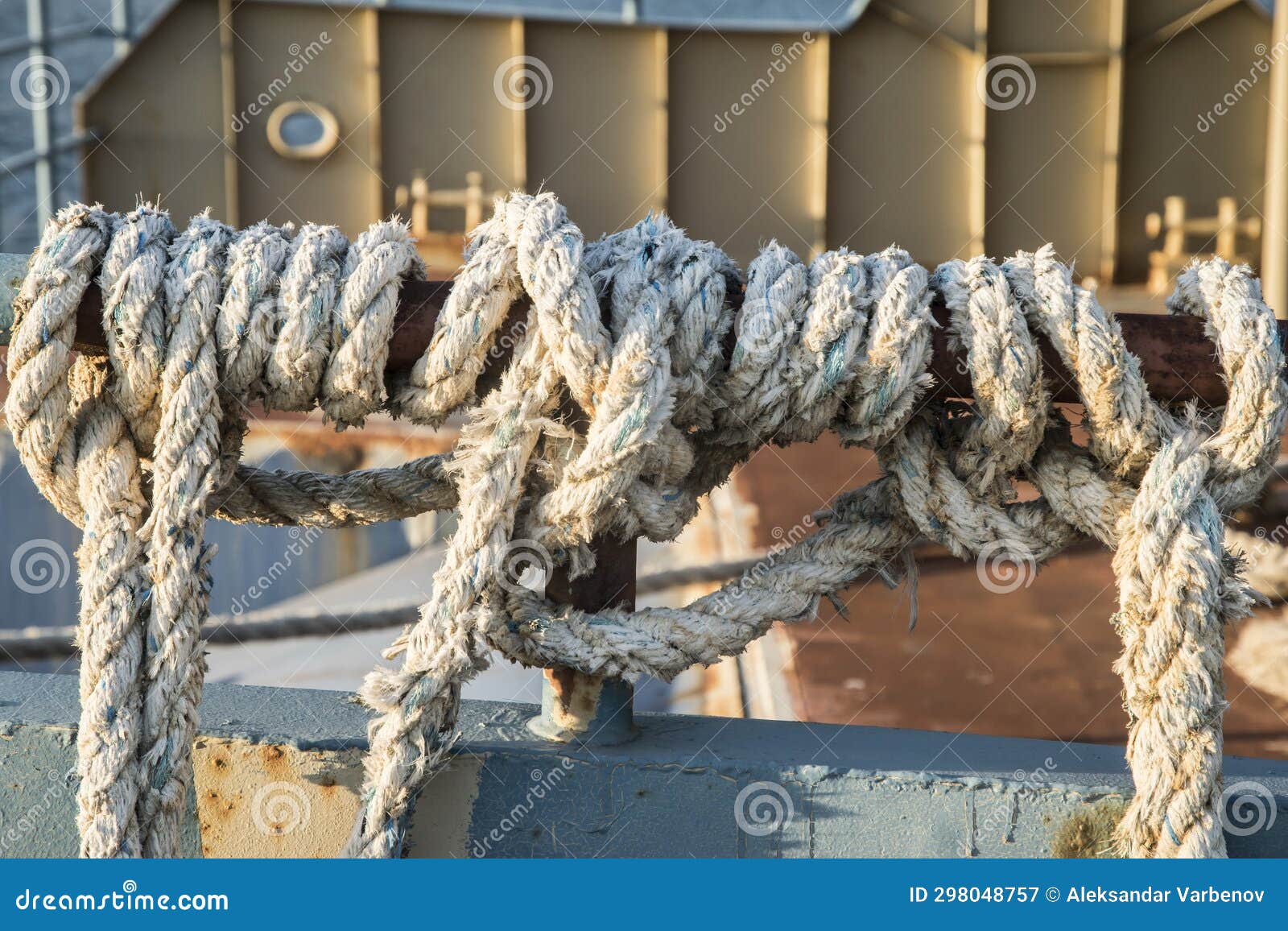 Weathered ship ropes stock image. Image of string, close - 298048757