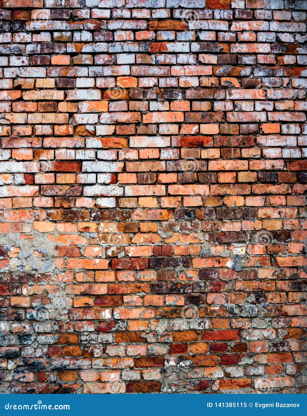 Weathered Stained Old Brick Wall Background Stock Image - Image of ...