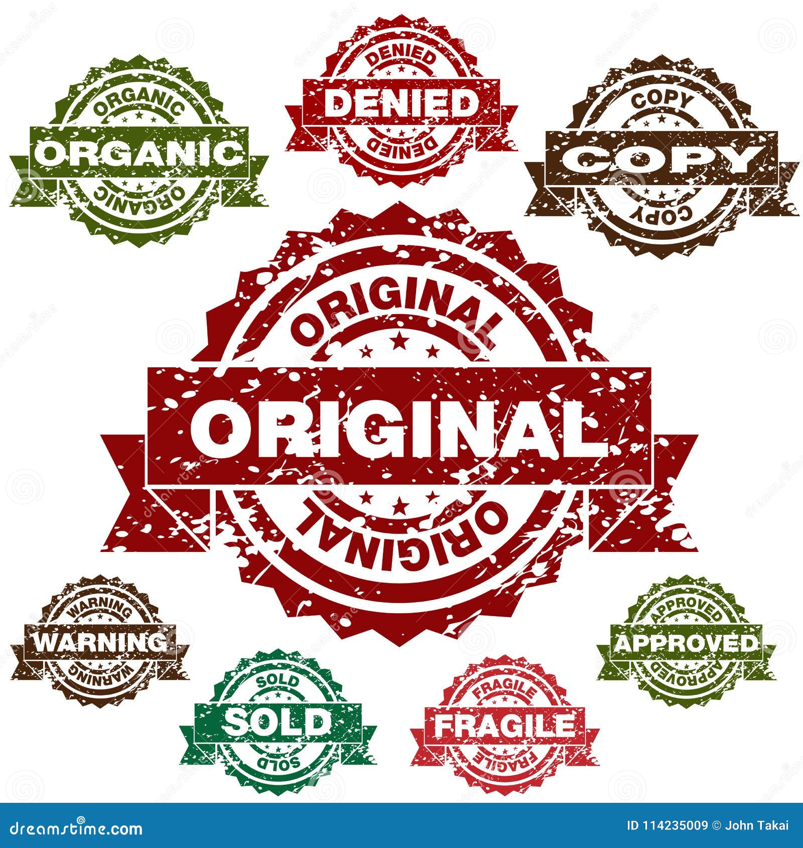 Weathered Stamp Ribbon Star Seal Set Stock Vector - Illustration of ...