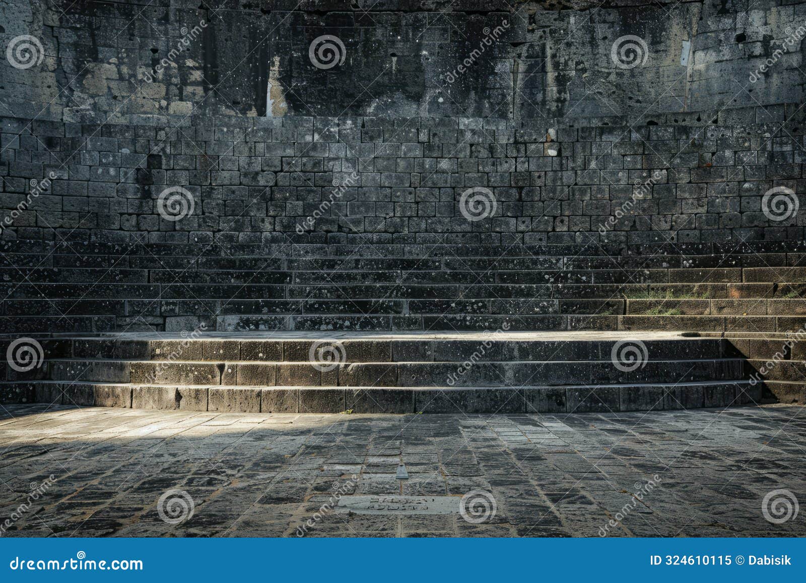 Weathered Stone Amphitheater Steps in Shadow Stock Image - Image of ...