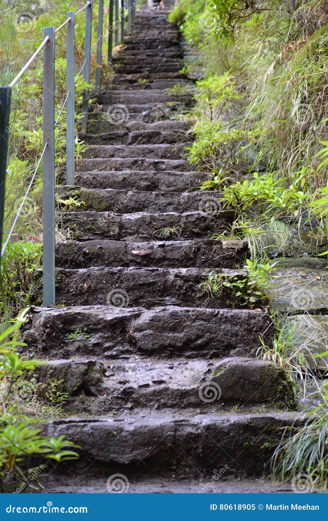 Weathered stone steps. stock image. Image of rail, railing - 80618905