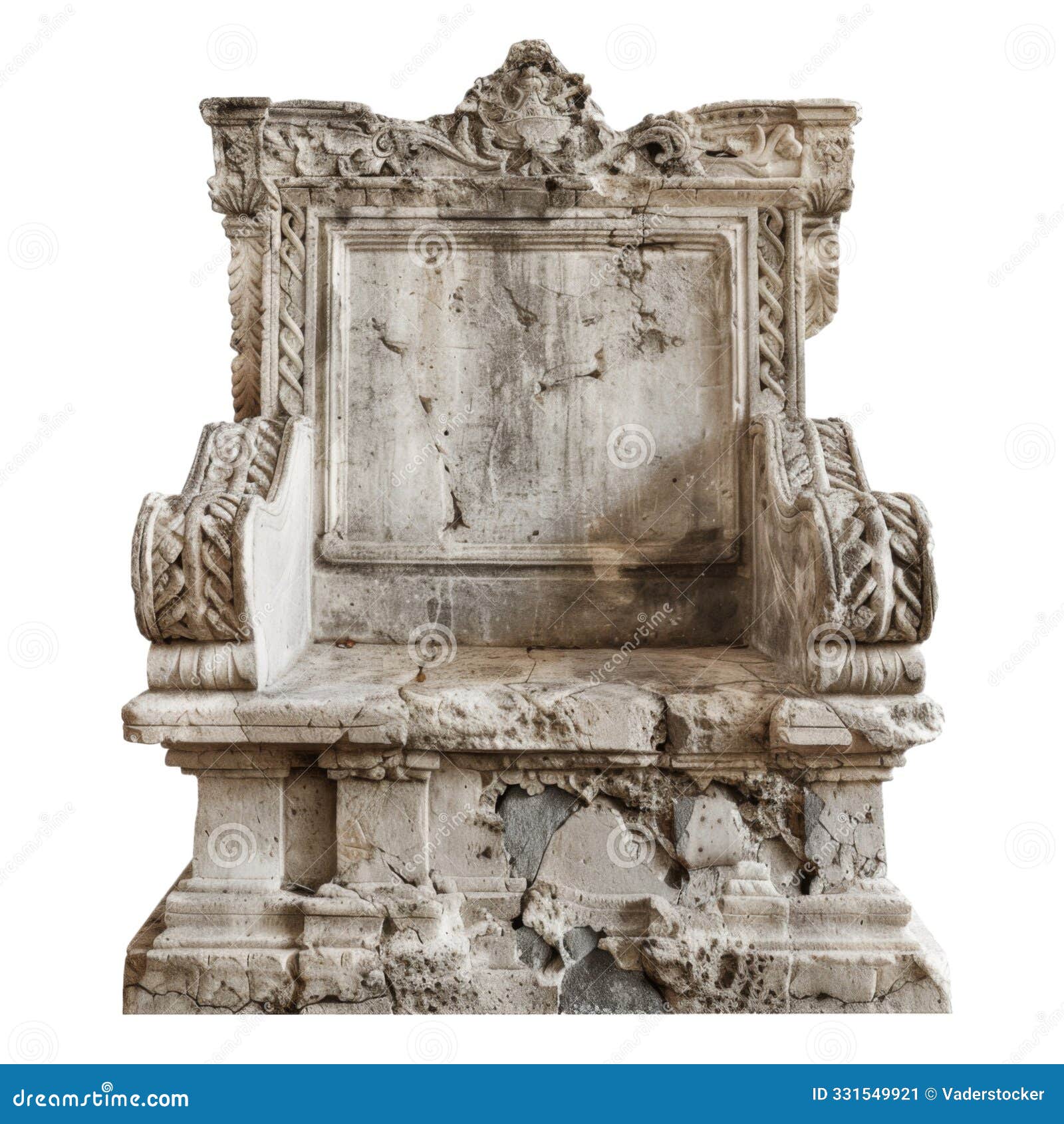 Weathered Stone Throne with Intricate Carvings Stock Illustration ...