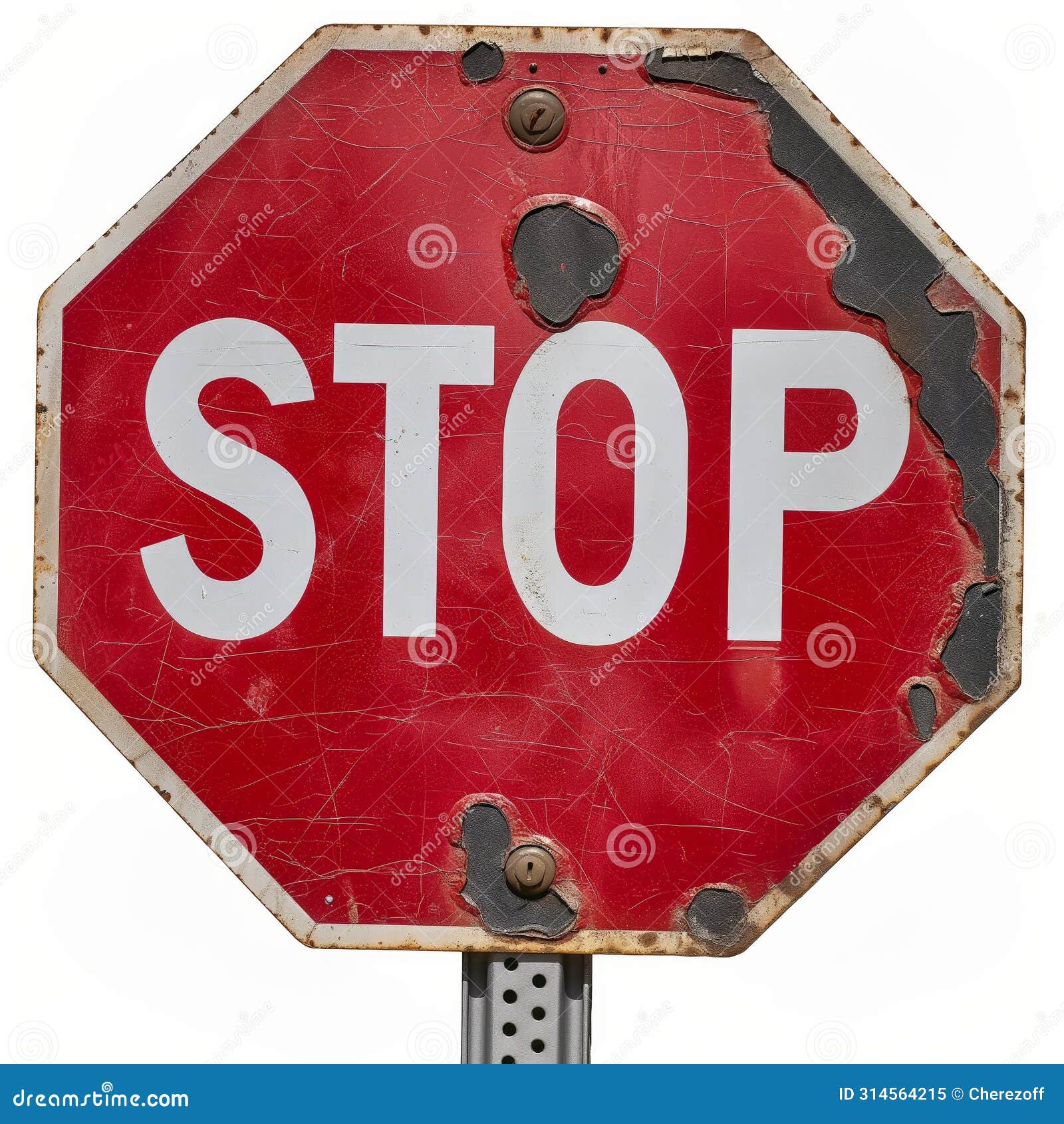 Weathered Stop Sign Isolated on White Stock Image - Image of vintage ...