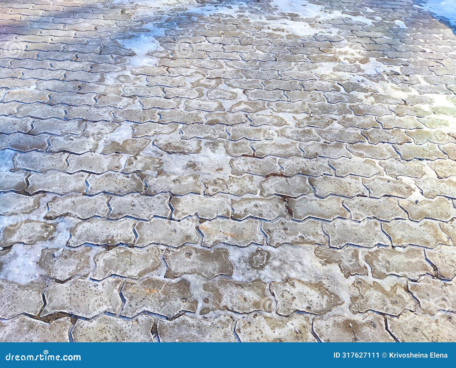 Weathered Tile Pavement with Snow. Background, Texture, Pattern, Copy ...