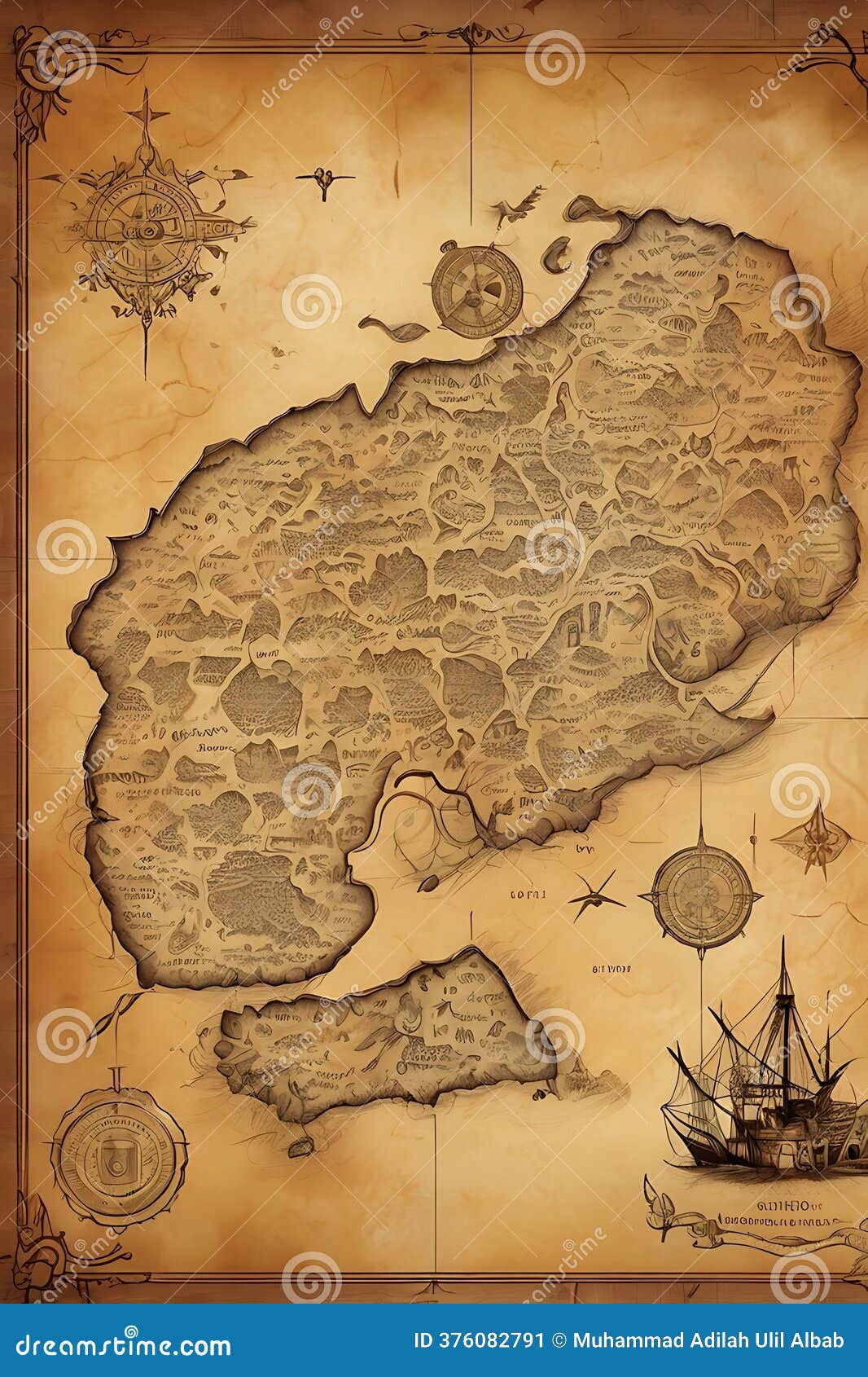 A Weathered Treasure Map Rolled Up With A Leather Tie Royalty-Free ...