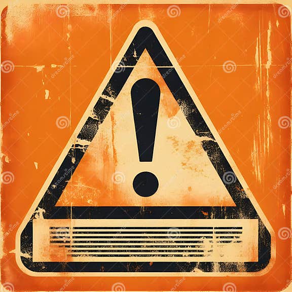 A Weathered Triangular Warning Sign with a Black Exclamation Point in ...