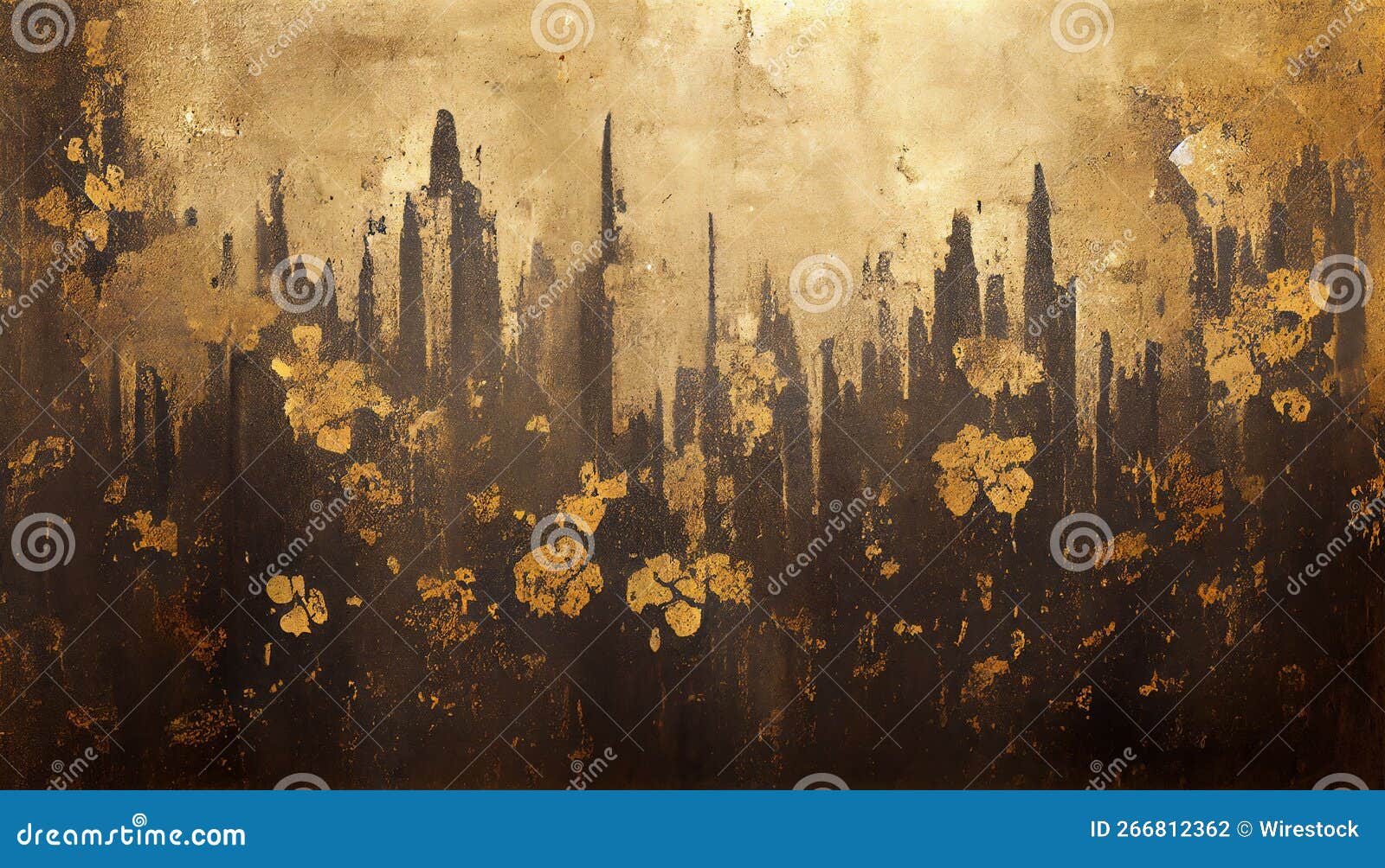 Weathered Wall Texture with Messy Golden Patterns Stock Photo - Image ...