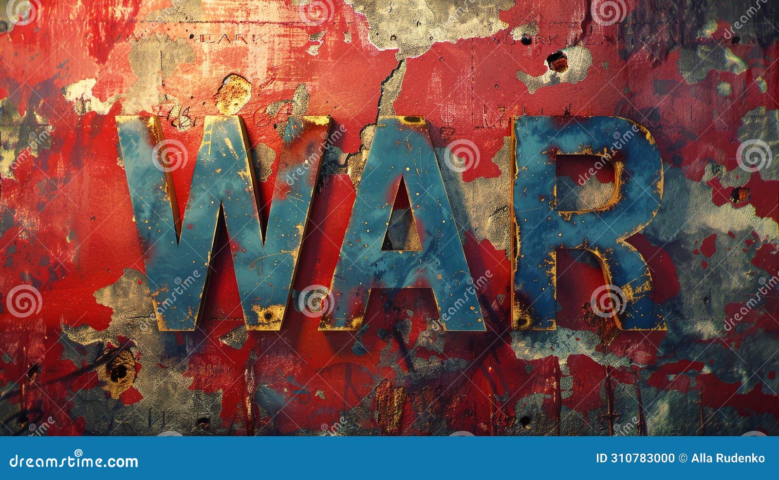 Weathered WAR Typography on Grungy Background, Symbolism of Conflict ...