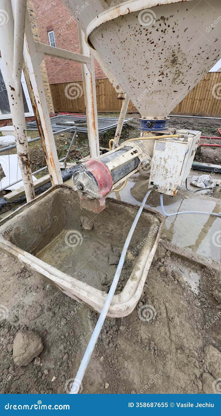 Concrete Pump and Slurry Trough at Construction Site Stock Image ...
