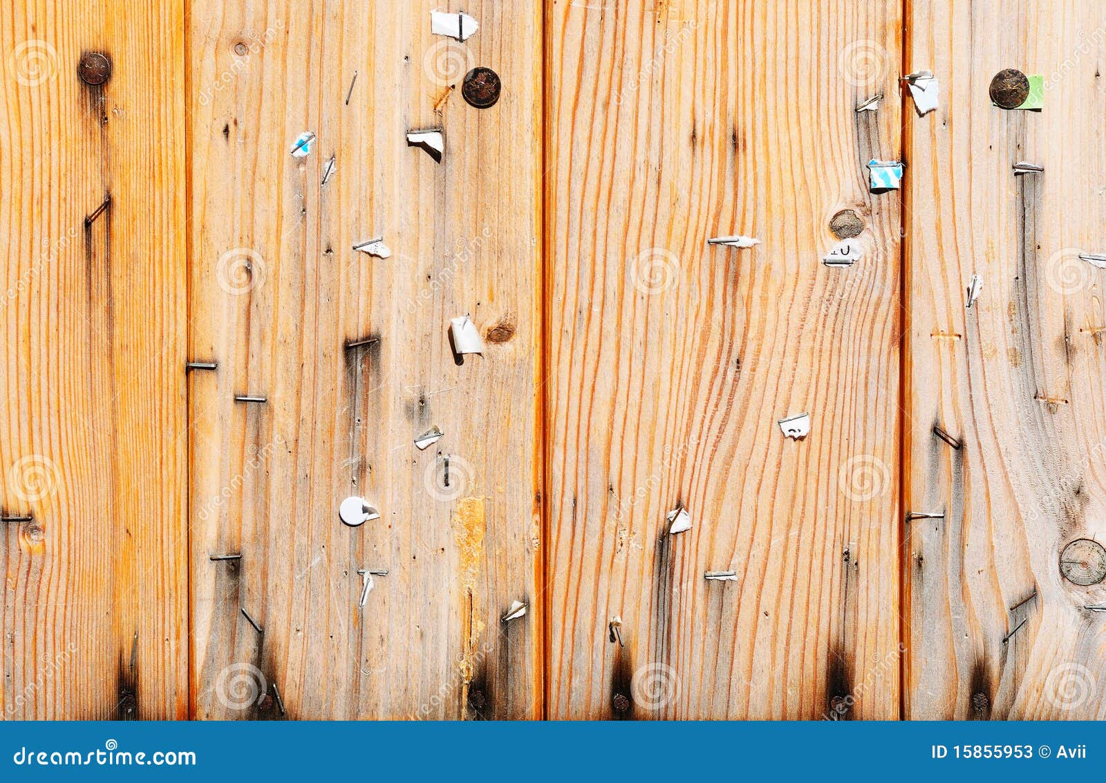 Weathered Wooden Boarding with Scraps of Notices Stock Image - Image of ...