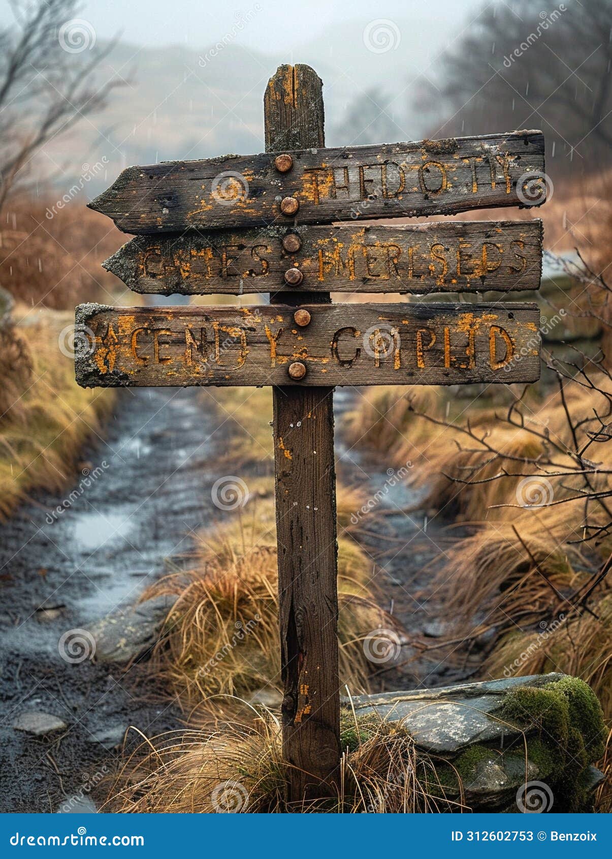 A Weathered Wooden Signpost in a Rural Setting Pointing in Multiple ... A Weathered Wooden Signpost in a Rural Setting Pointing in Multiple ...