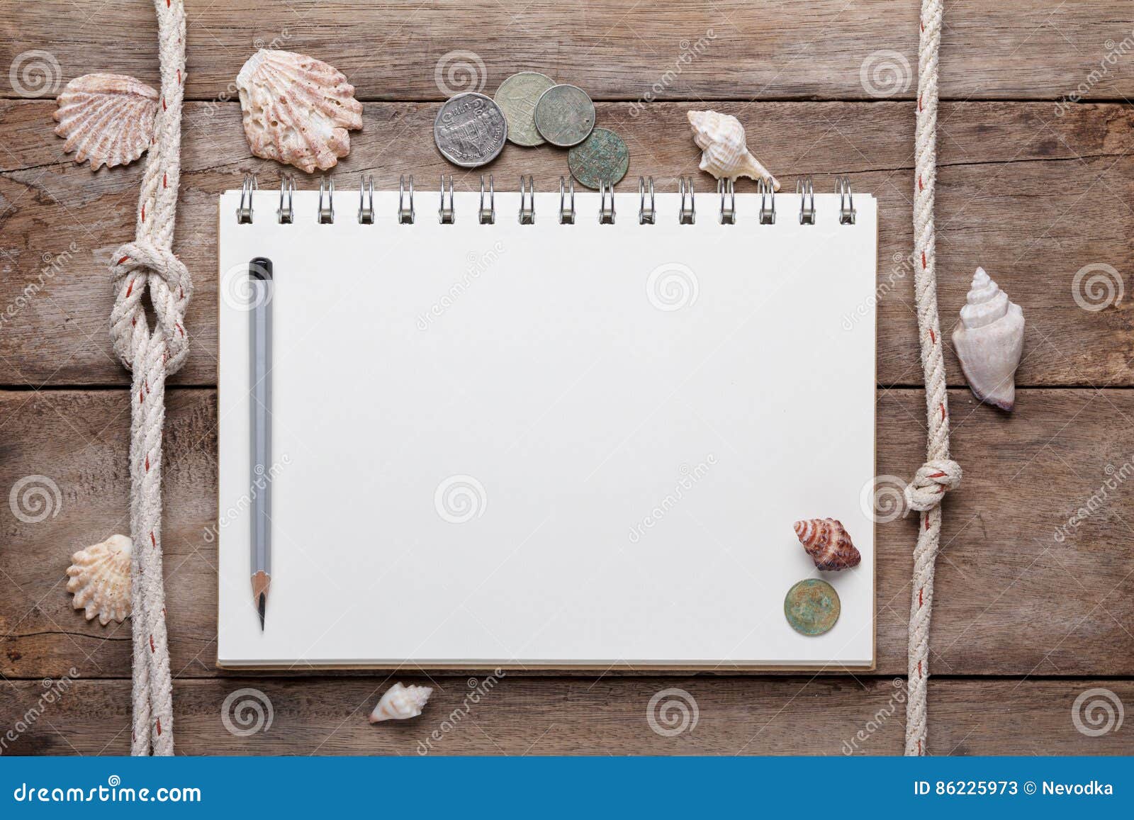 Weathered Wooden Table with Blank Notepad Stock Image - Image of blank ...