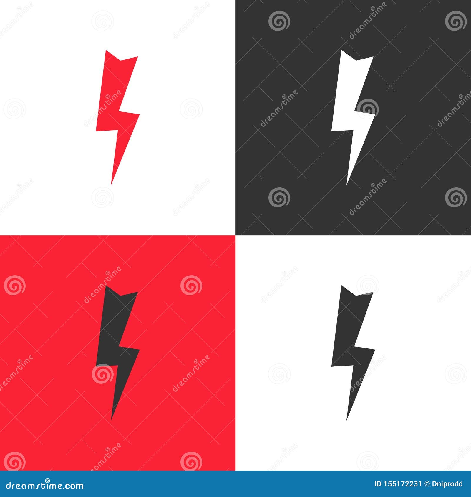 Lightning Icon. Set of Four Lightning Icon Stock Vector - Illustration ...