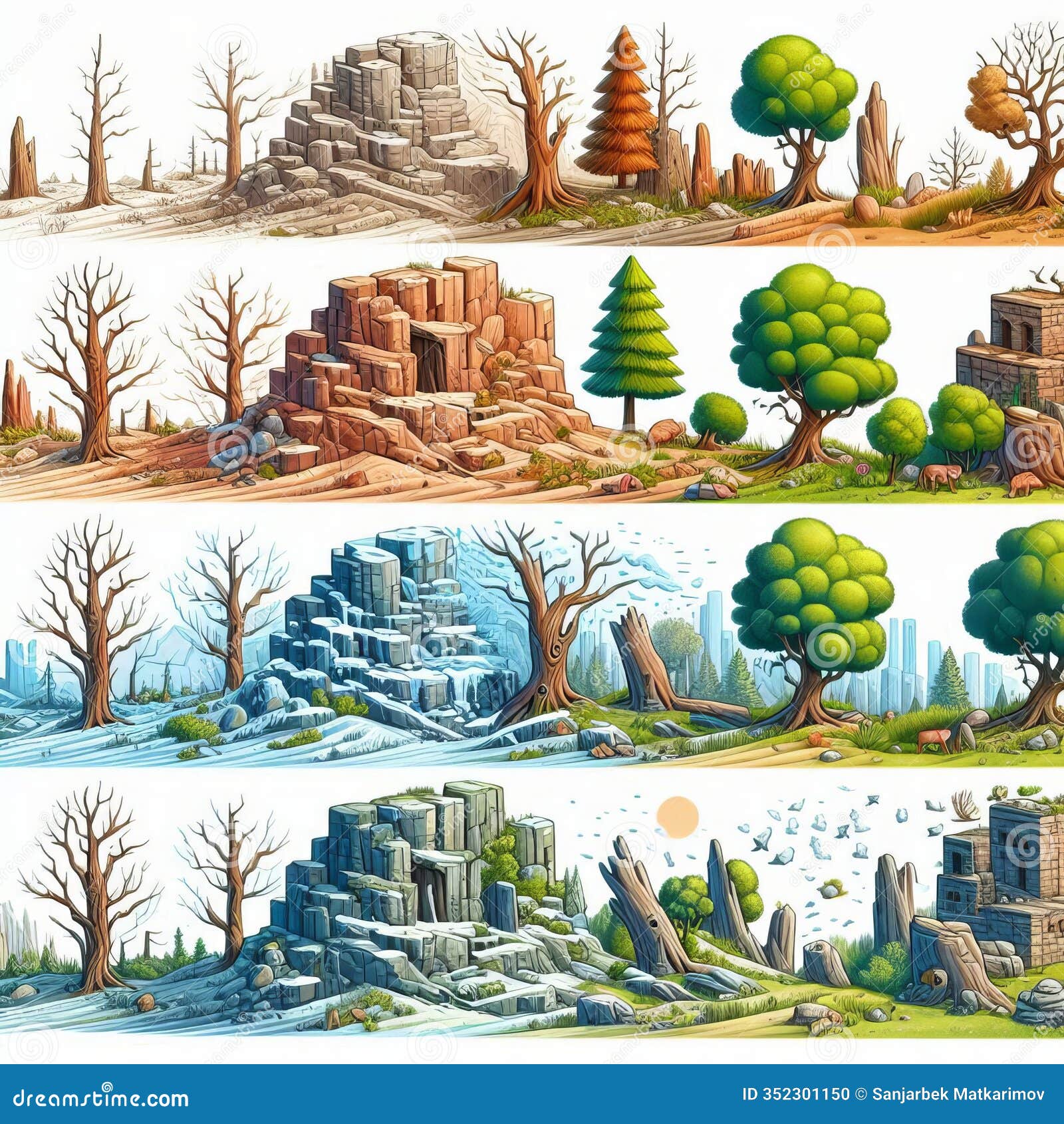 Weathering Illustrations Show the Process of Weathering Stock ...