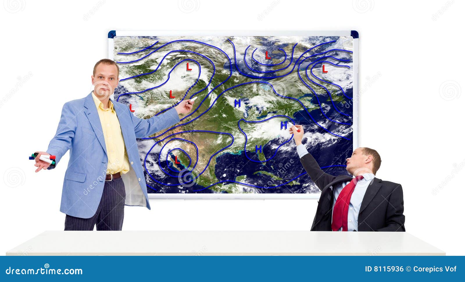 Weathermen Behind an Anchor Desk Stock Photo - Image of snow, seas: 8115936