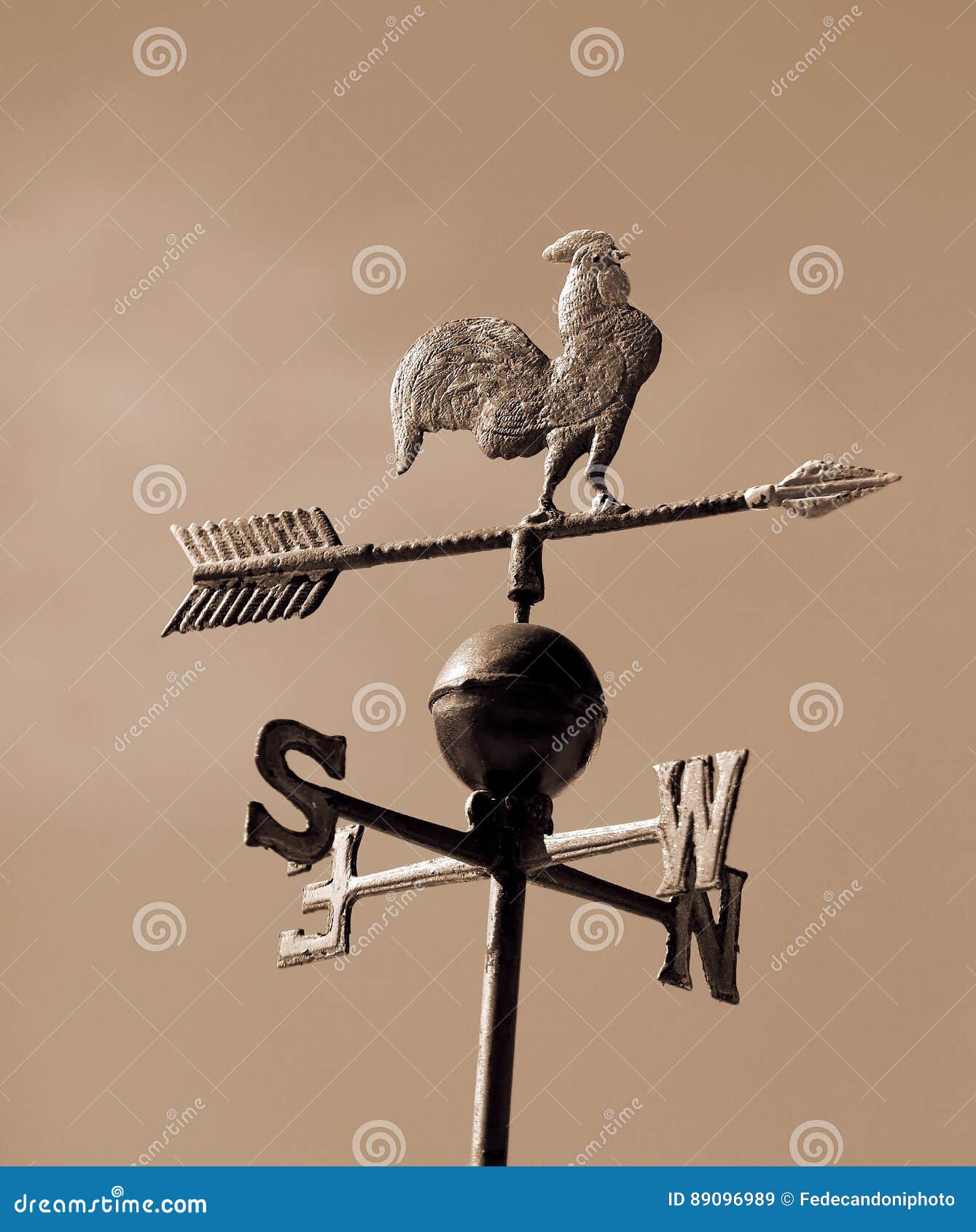 Weathervane with Sepia Effect Stock Image - Image of dart, lost: 89096989