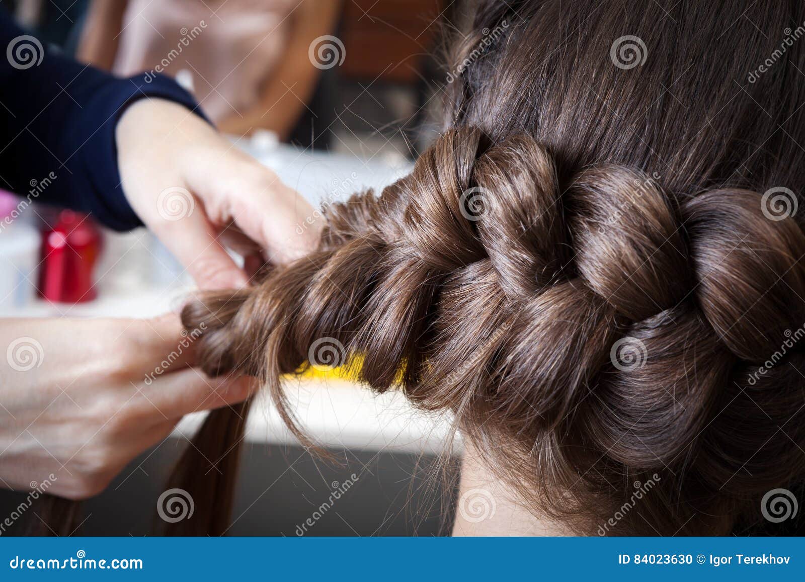 Weave Braids in Hairdressing Salon Stock Photo - Image of comb, hand ...