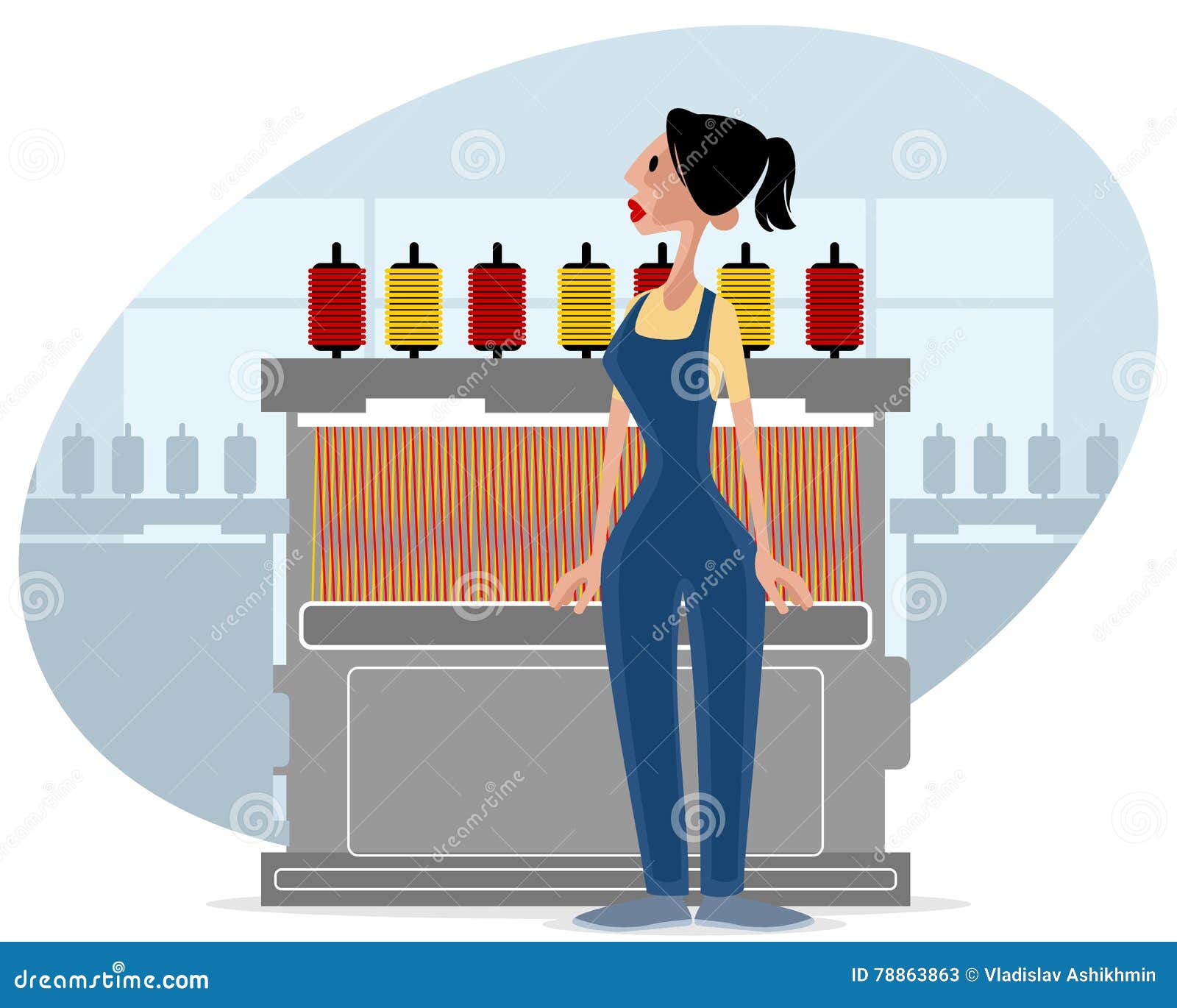 Weaver and loom stock vector. Illustration of wool, line - 78863863