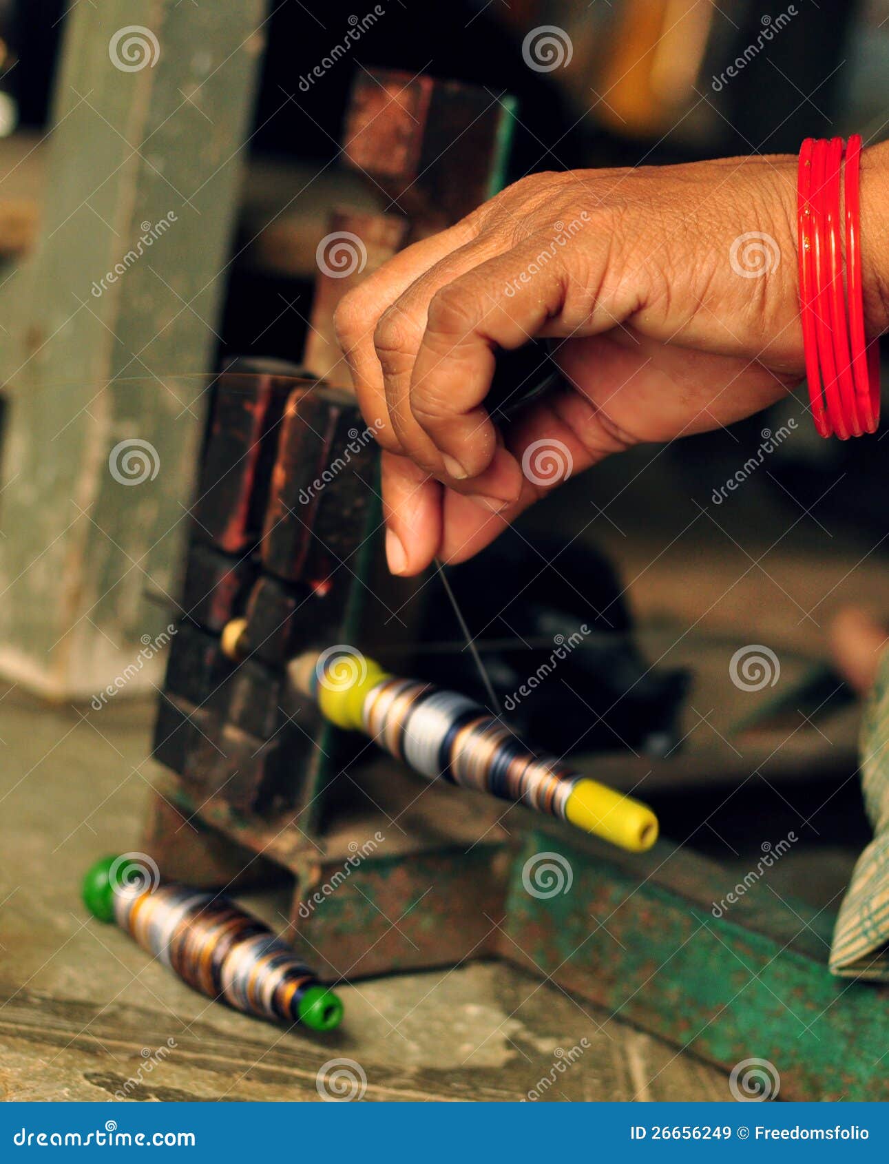 Working Womans Hand Holding Threads on a Spool Stock Image - Image of ...