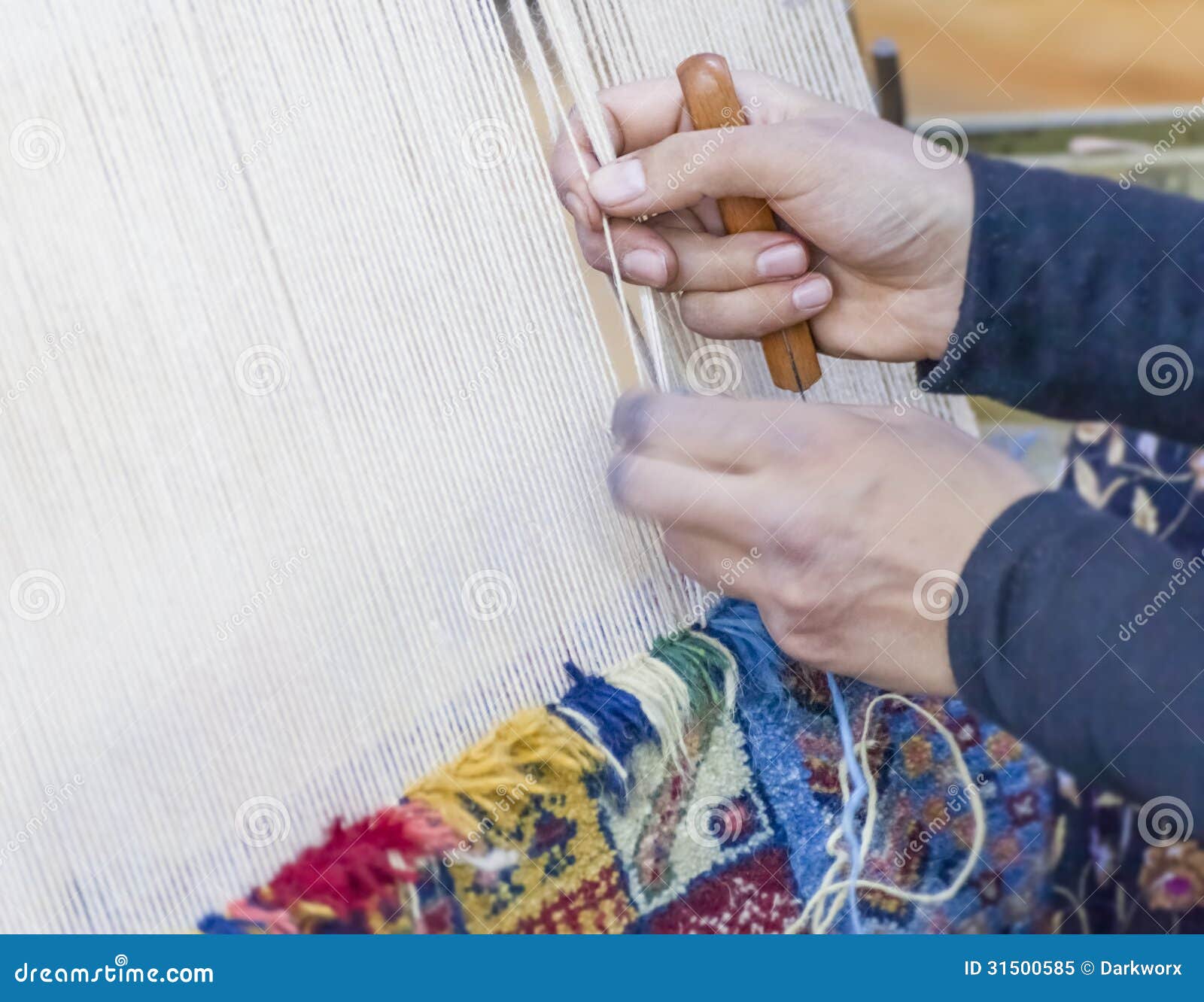 Weaver working on loom stock image. Image of wool, entertainment - 31500585