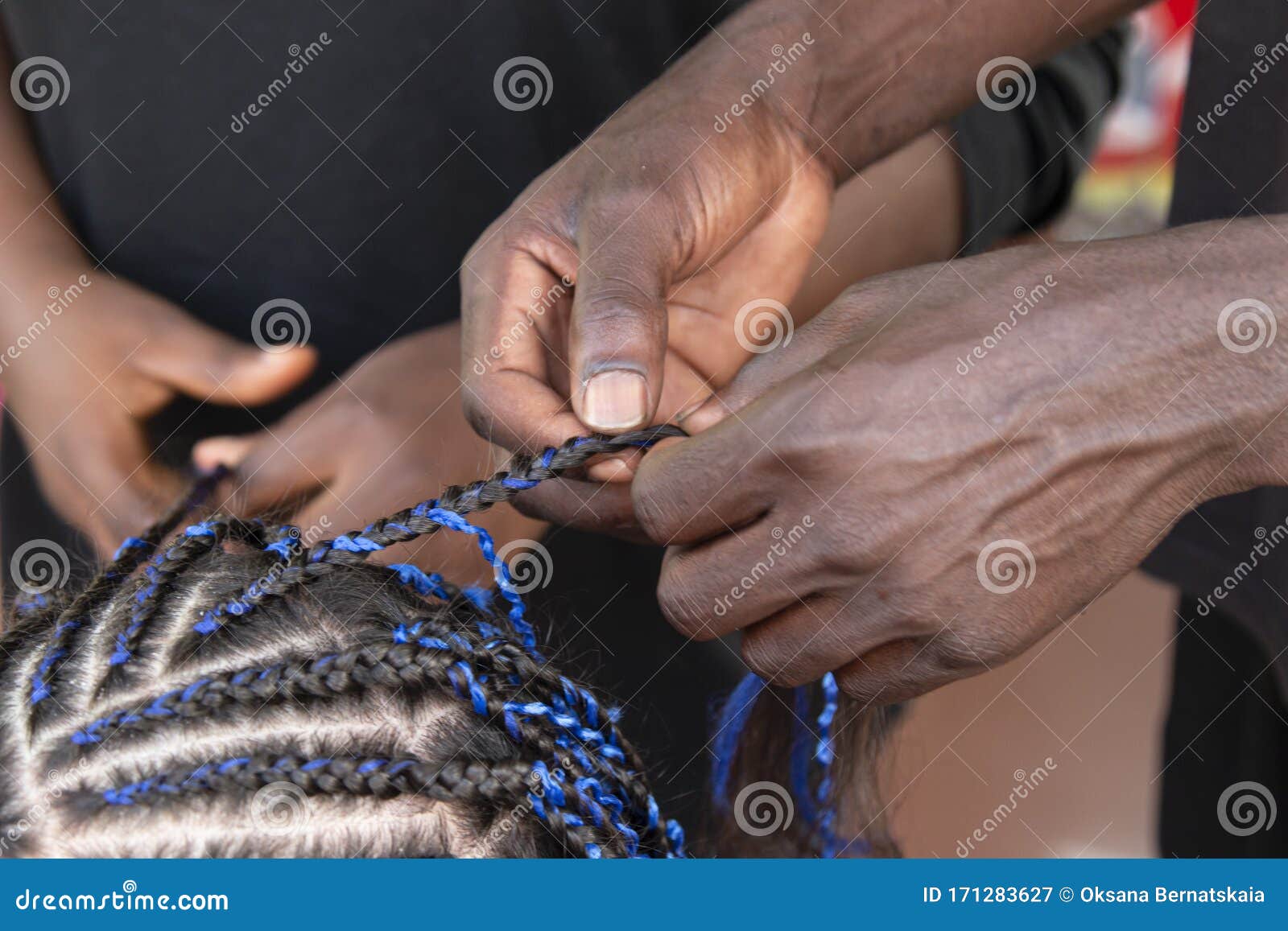 Weaving African Braids on the Head with Threads Stock Image - Image of ...