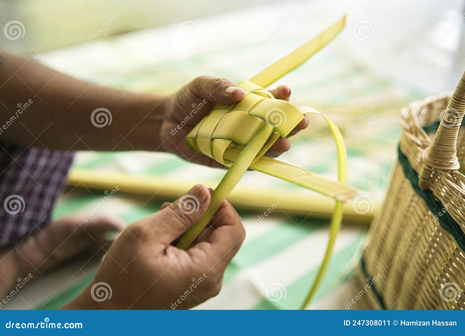 Making the ketupat stock image. Image of homemade, gourmet - 247308011