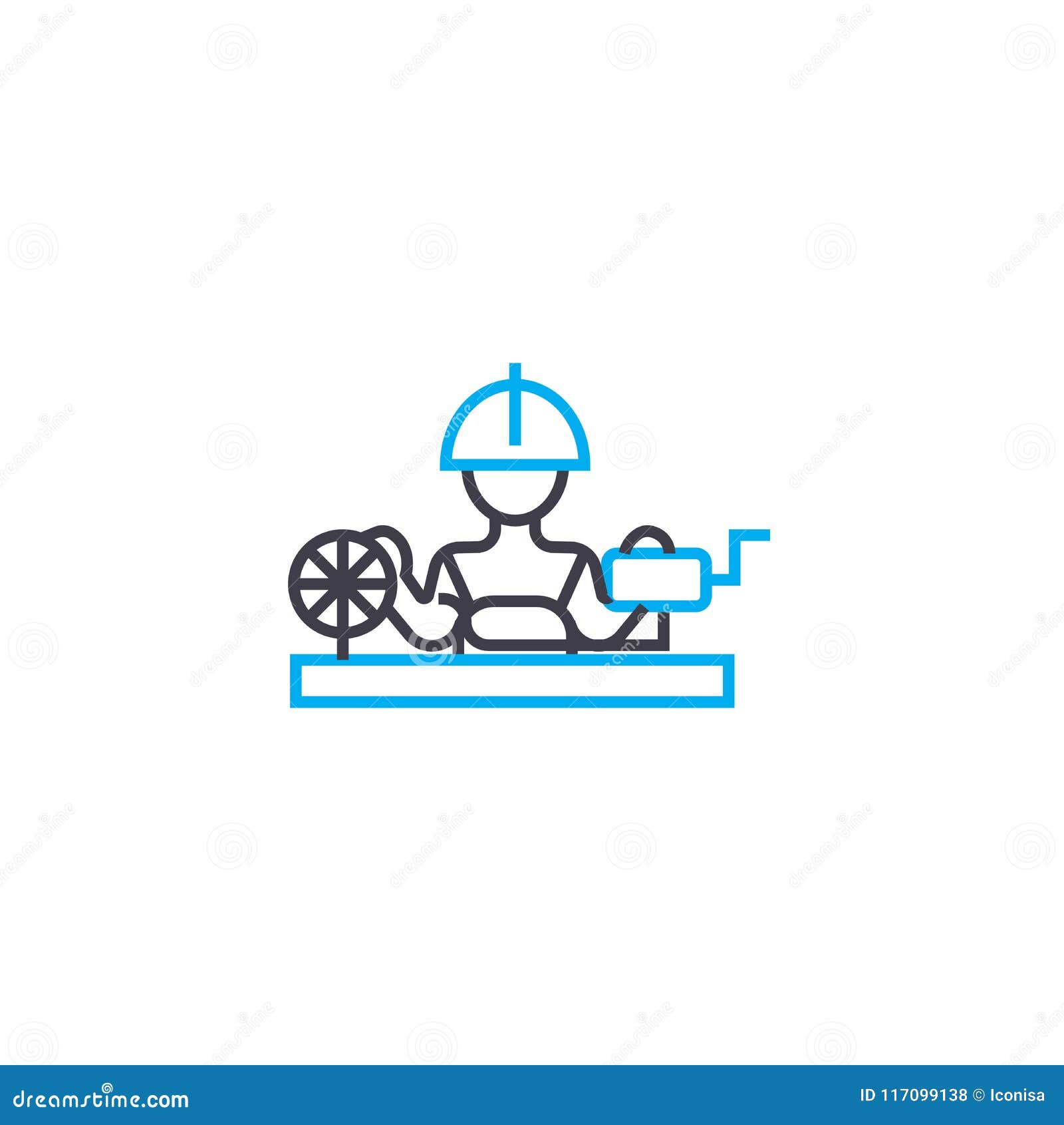 Weaving Factory Linear Icon Concept Weaving Factory Line Vector Sign