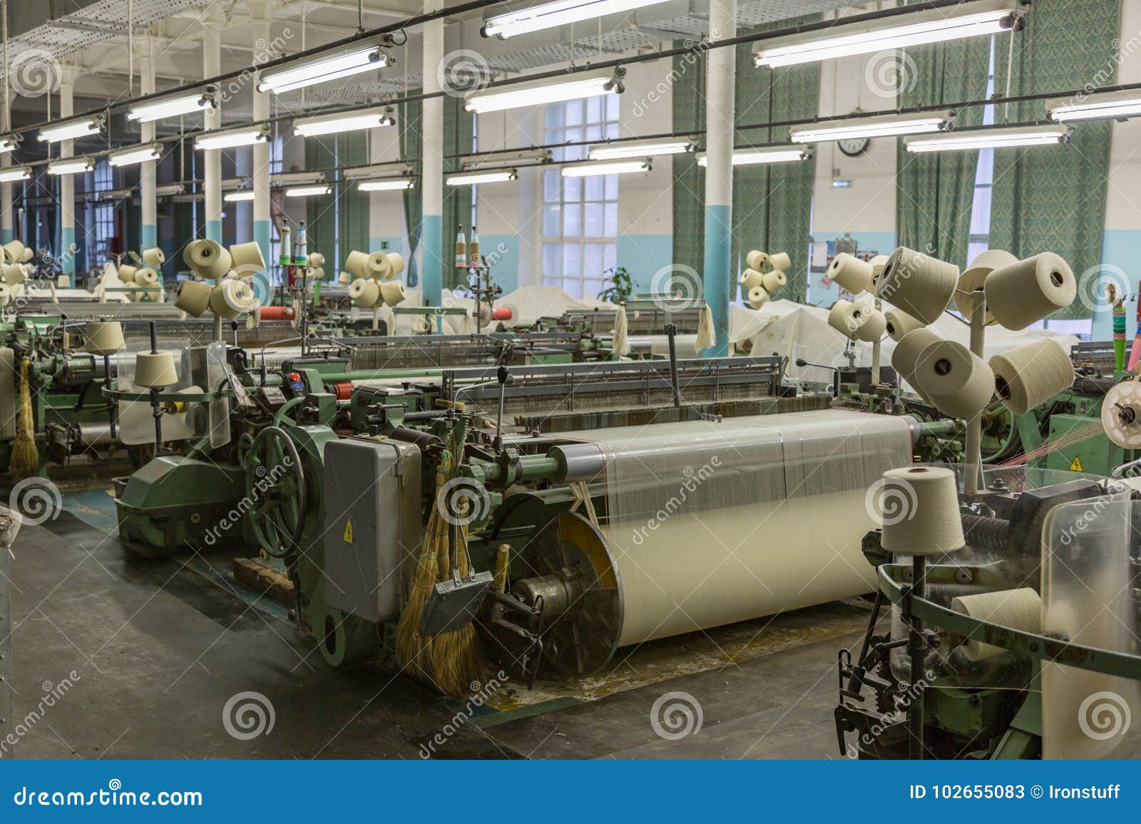 Old Weaving Factory Workshop Stock Image - Image of spinning, empty ...
