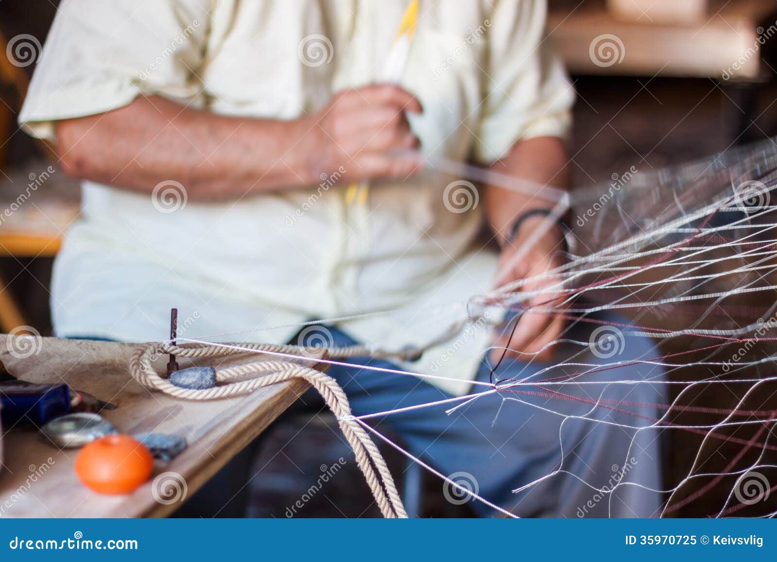Weaving fishing net stock image. Image of hands, selective - 35970725