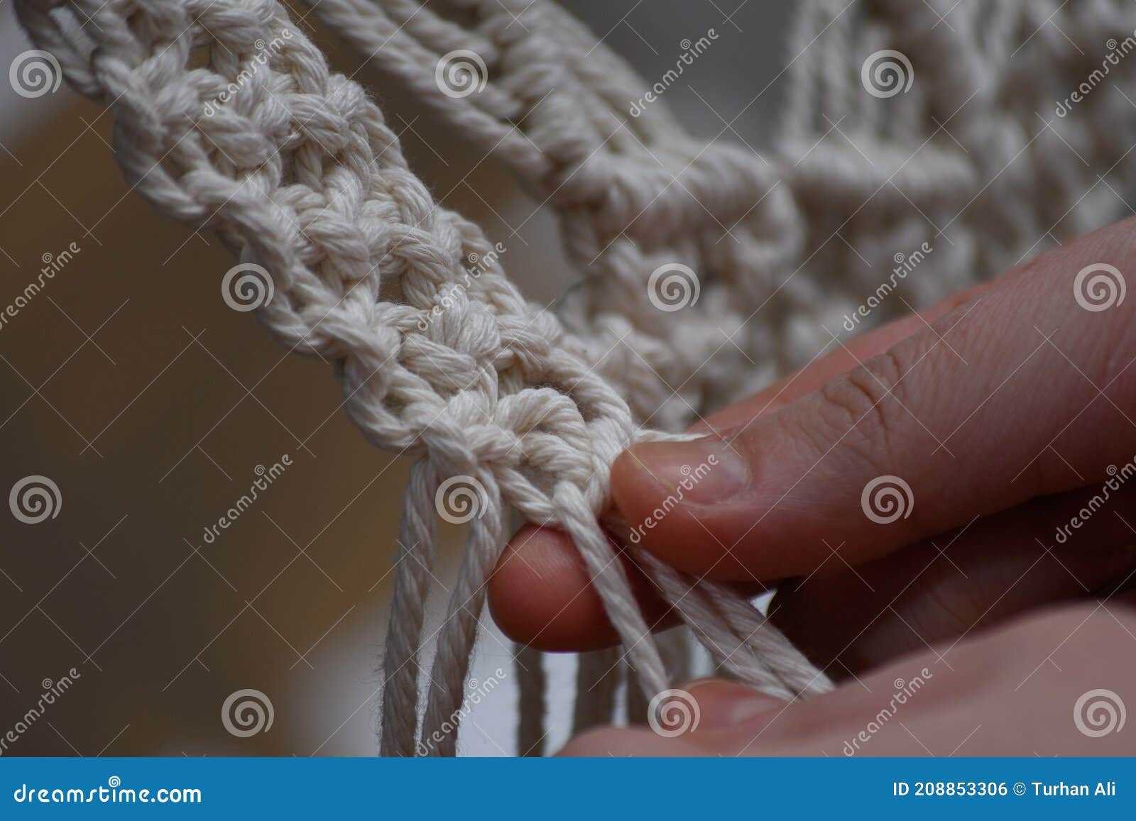 Weaving a Half-finished Macrame Stock Photo - Image of hobby, girl ...
