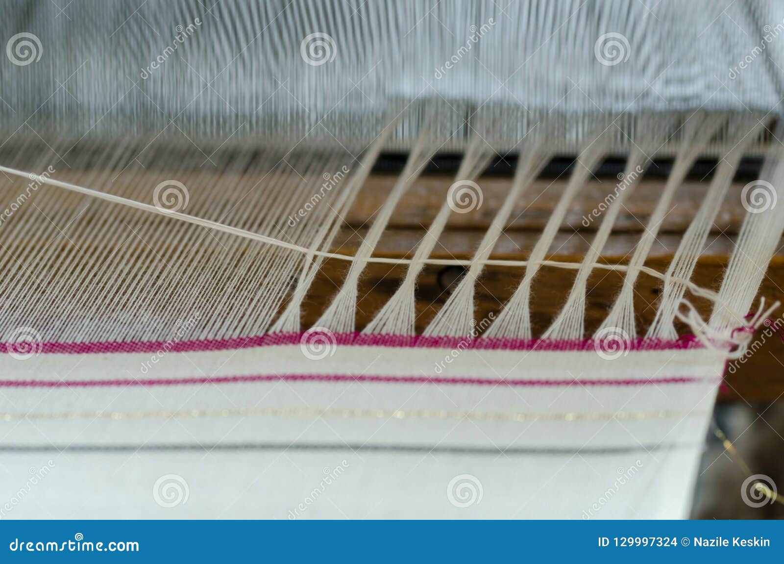 Weaving Loom Has Manufacturing. Stock Photo - Image of human, detail ...