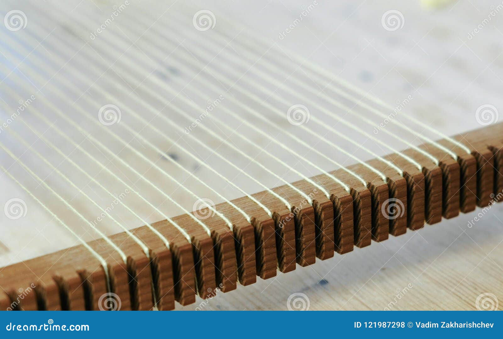 Weaving on a Loom Frame. the Threads in the Frame for Weaving Stock ...